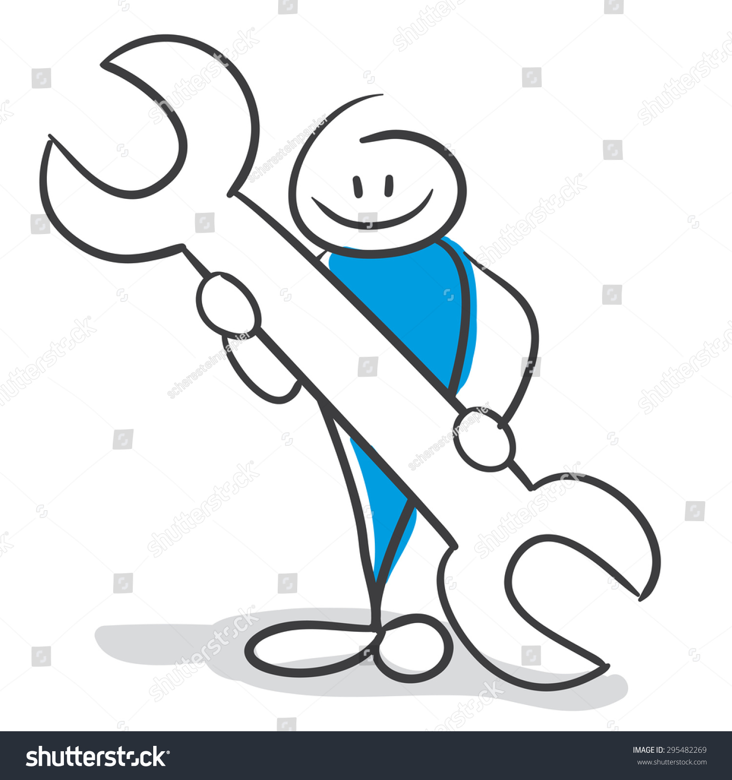 Stickman Wrench Stock Vector (Royalty Free) 295482269