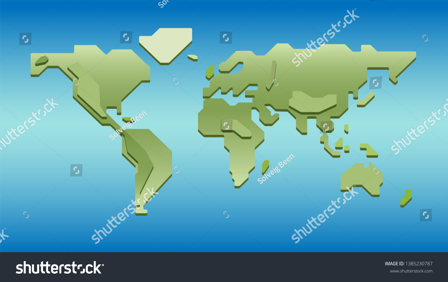 Stilized Extruded World Map Vector Illustration Stock Vector (Royalty ...