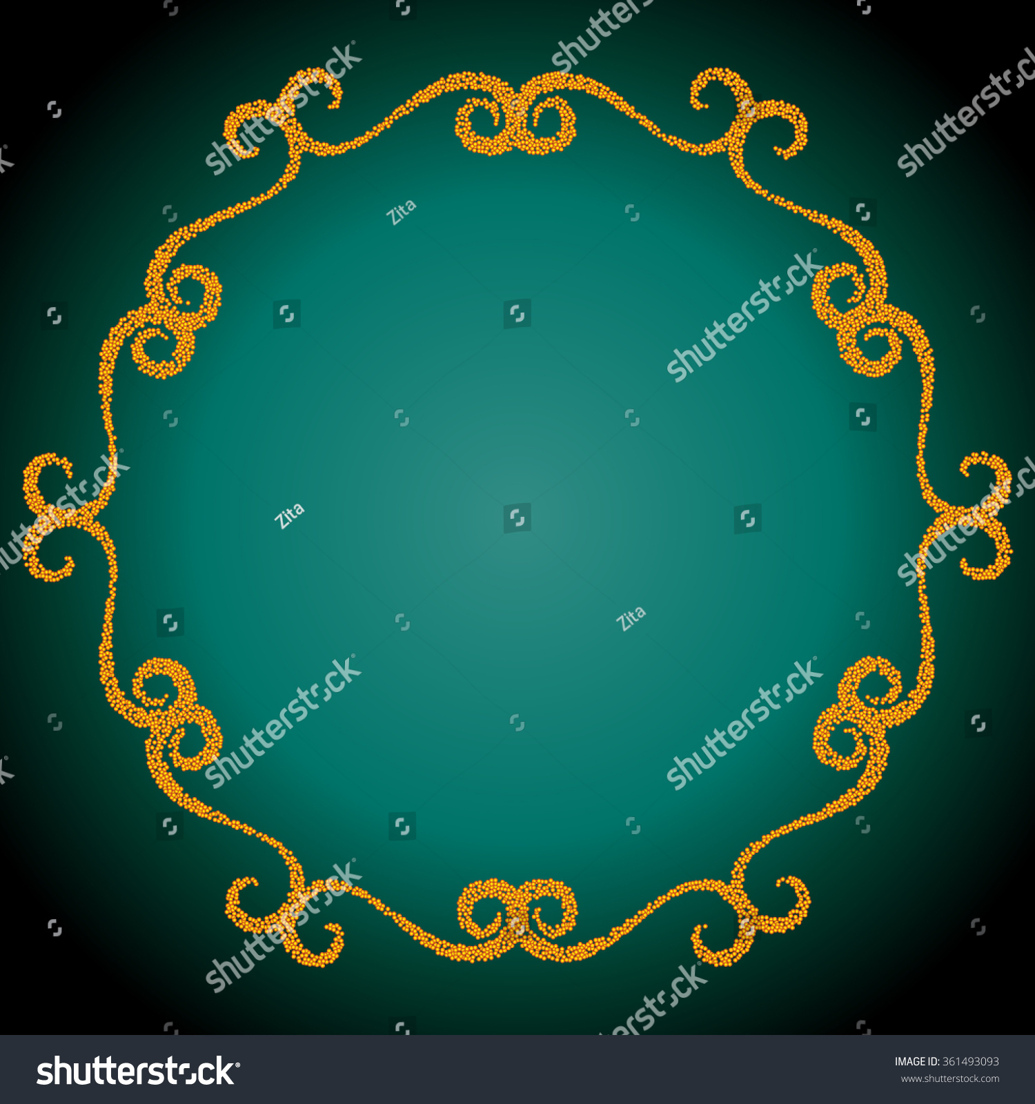 Stippled Round Arabesque Frame Vector Illustration: vector de stock ...