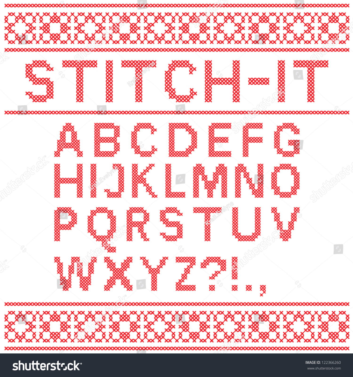 Stitch Font Stock Vector (Royalty Free) 122366260