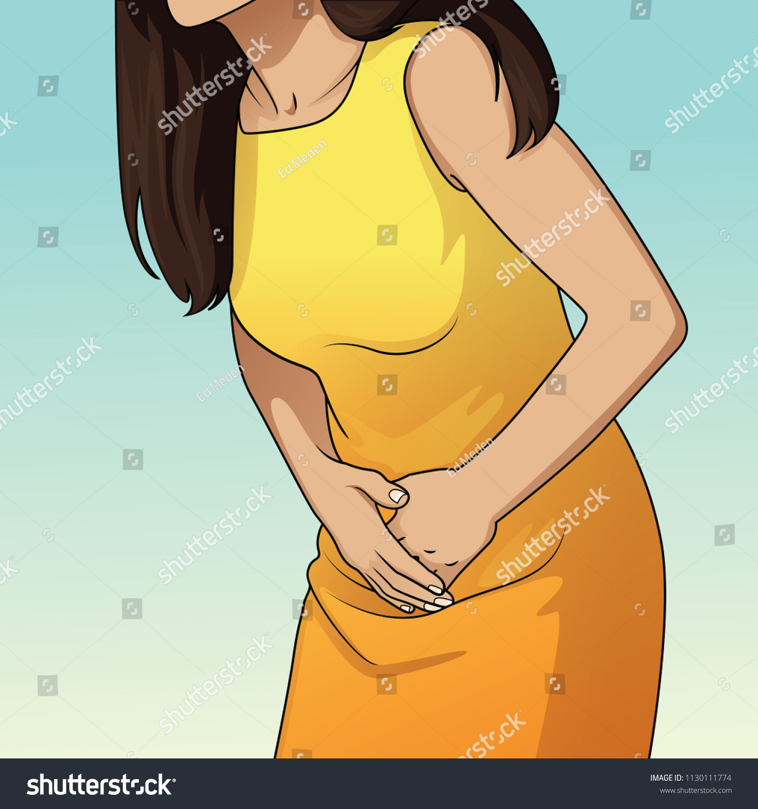 Stomach Ache Cartoon Vector Image: стоковая векторная графика (без ...