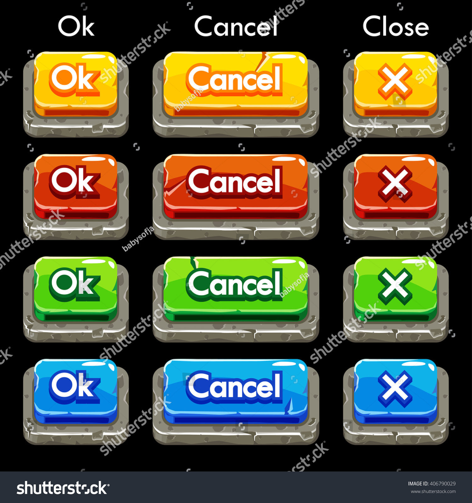 Stone Buttons Vector Cartoon Colourful Stone Stock Vector (Royalty Free ...