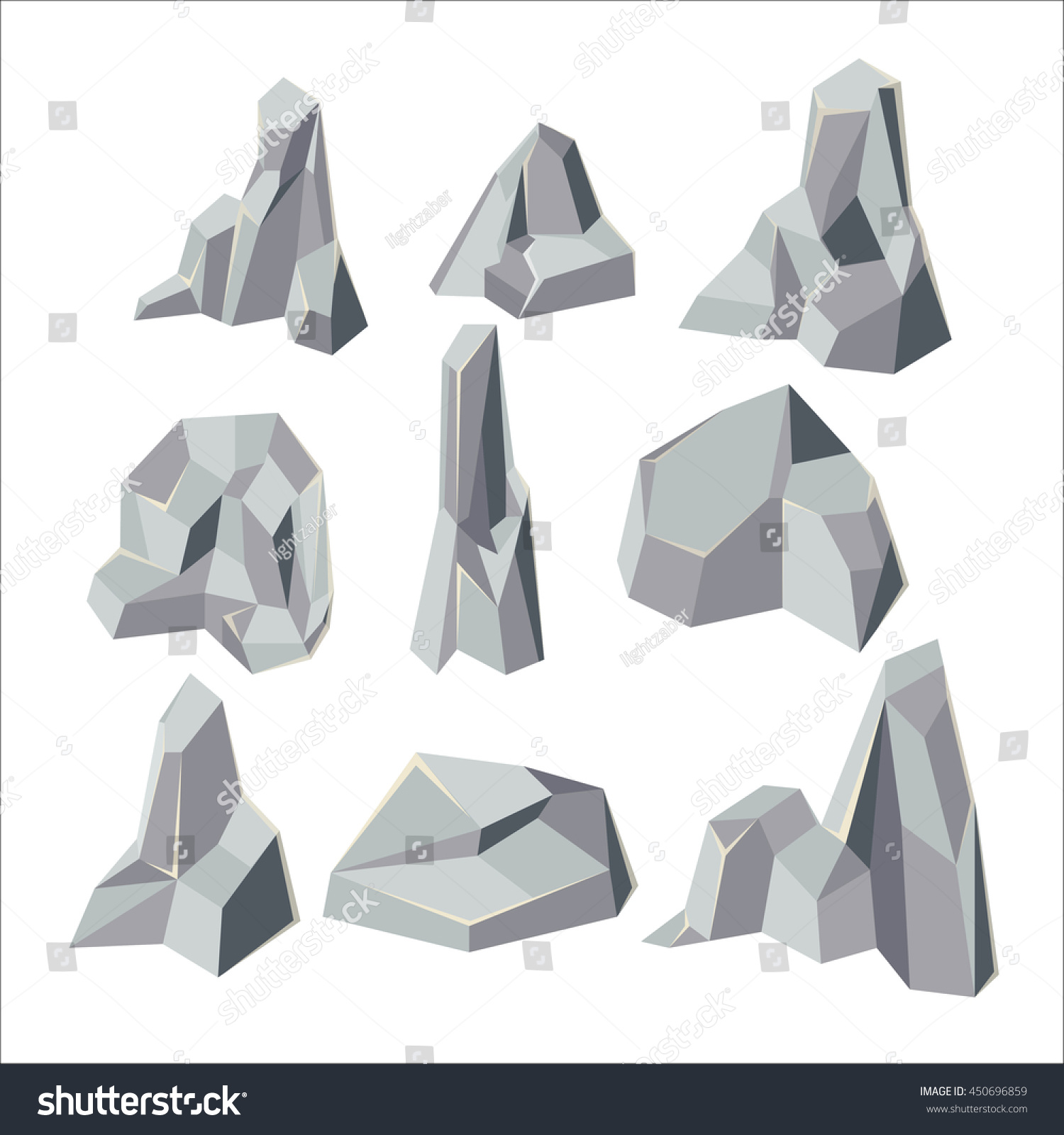 Stone Cartoon Element Isolate Set Vector 스톡 벡터(로열티 프리) 450696859 ...