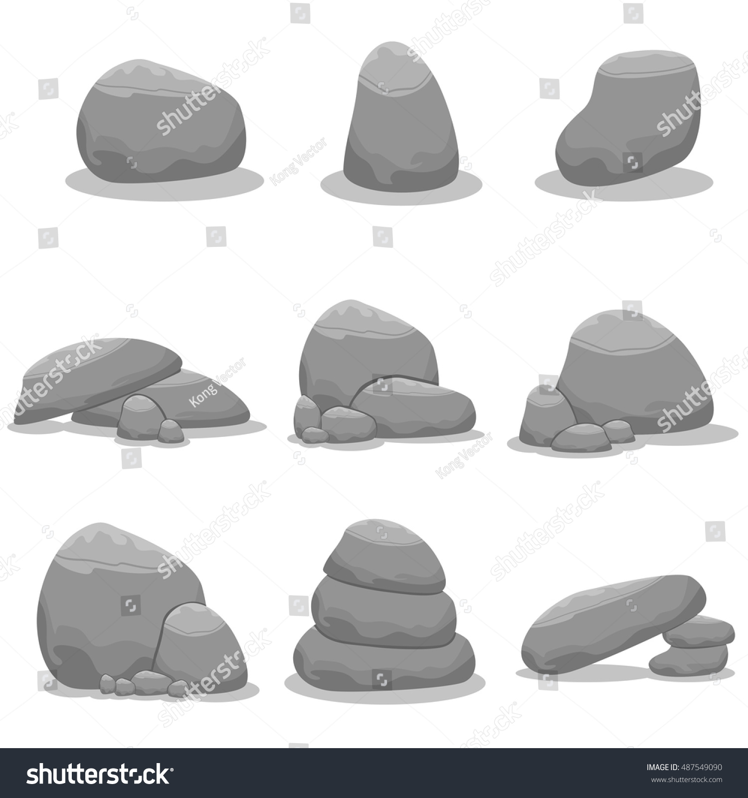 Stone Element Set Doodles Vector Art: vector de stock (libre de ...