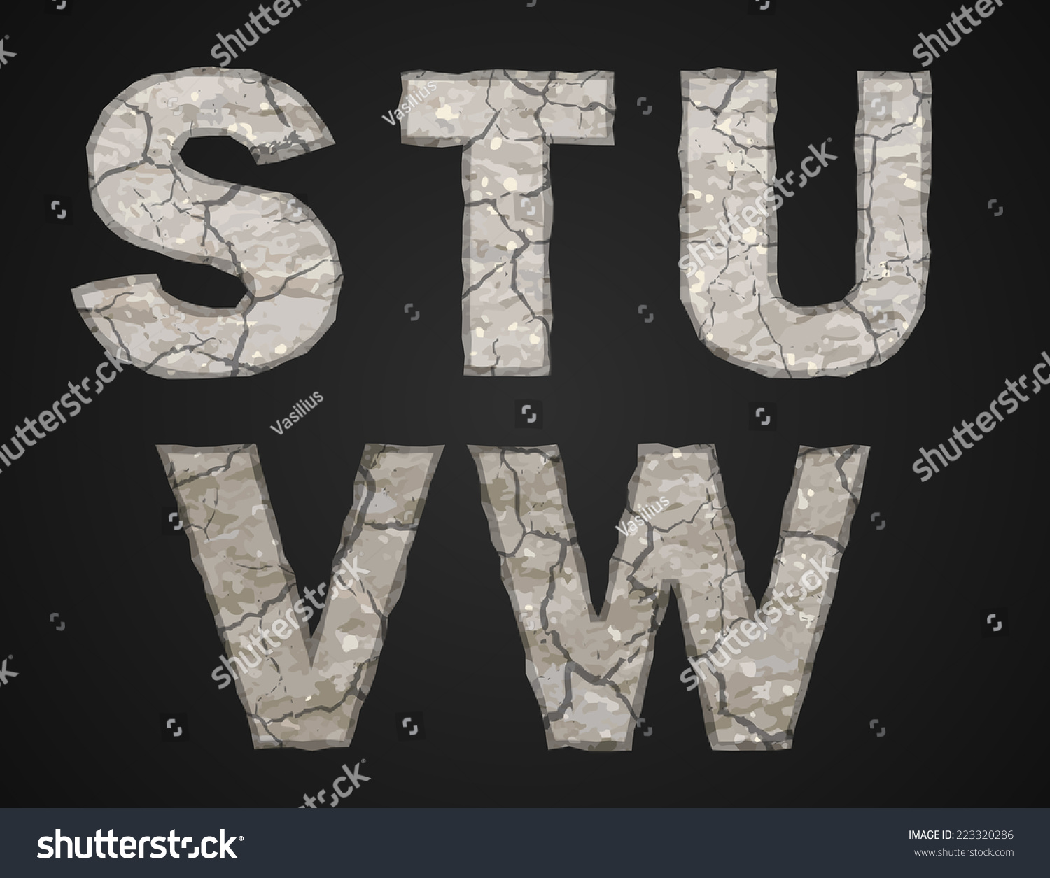 Stone Letters Set Vector Illustration Stock Vector (Royalty Free) 223320286