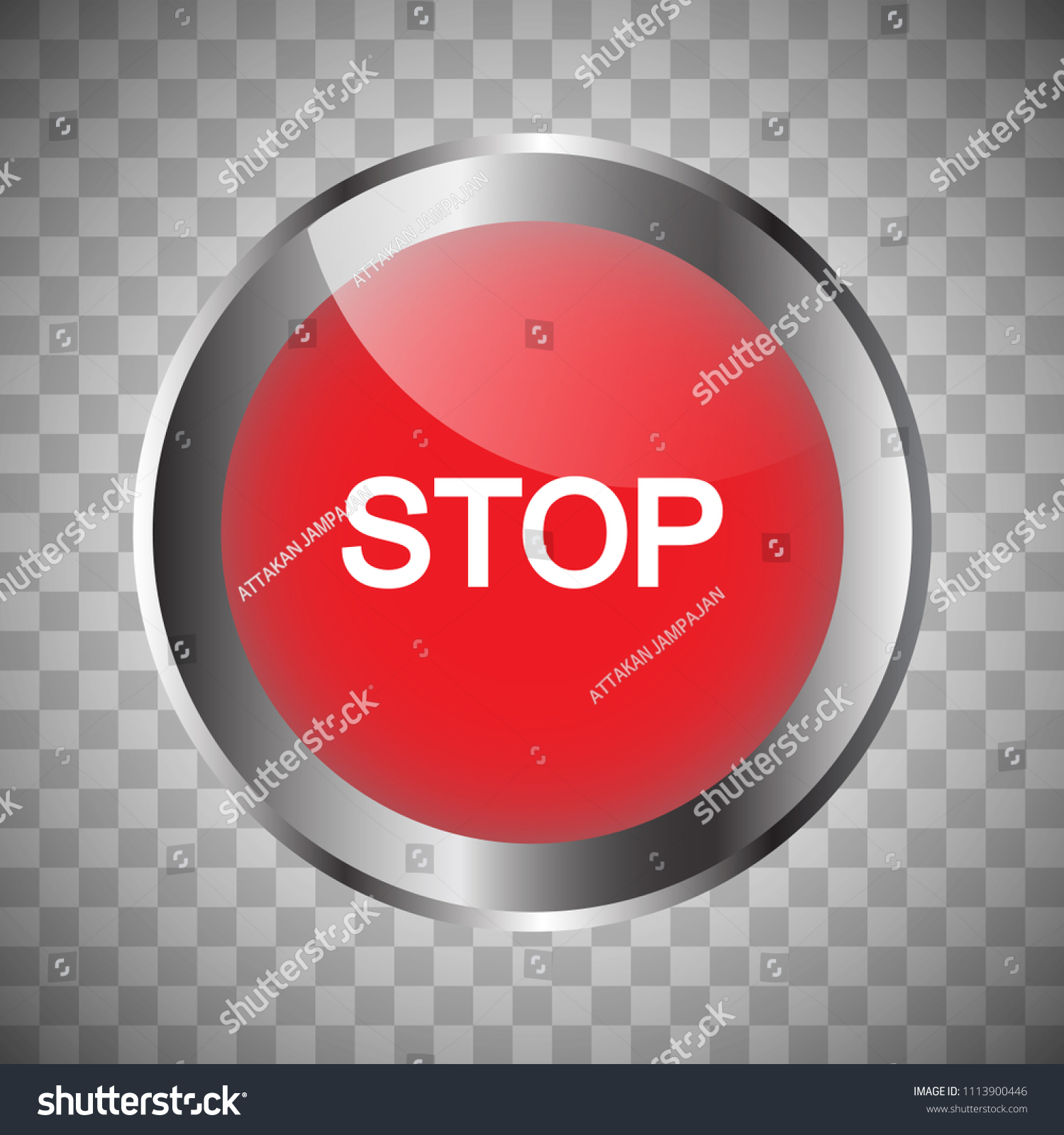 Stop Button On Transparent Backgroundvectorillustration 库存矢量图（免版税 ...