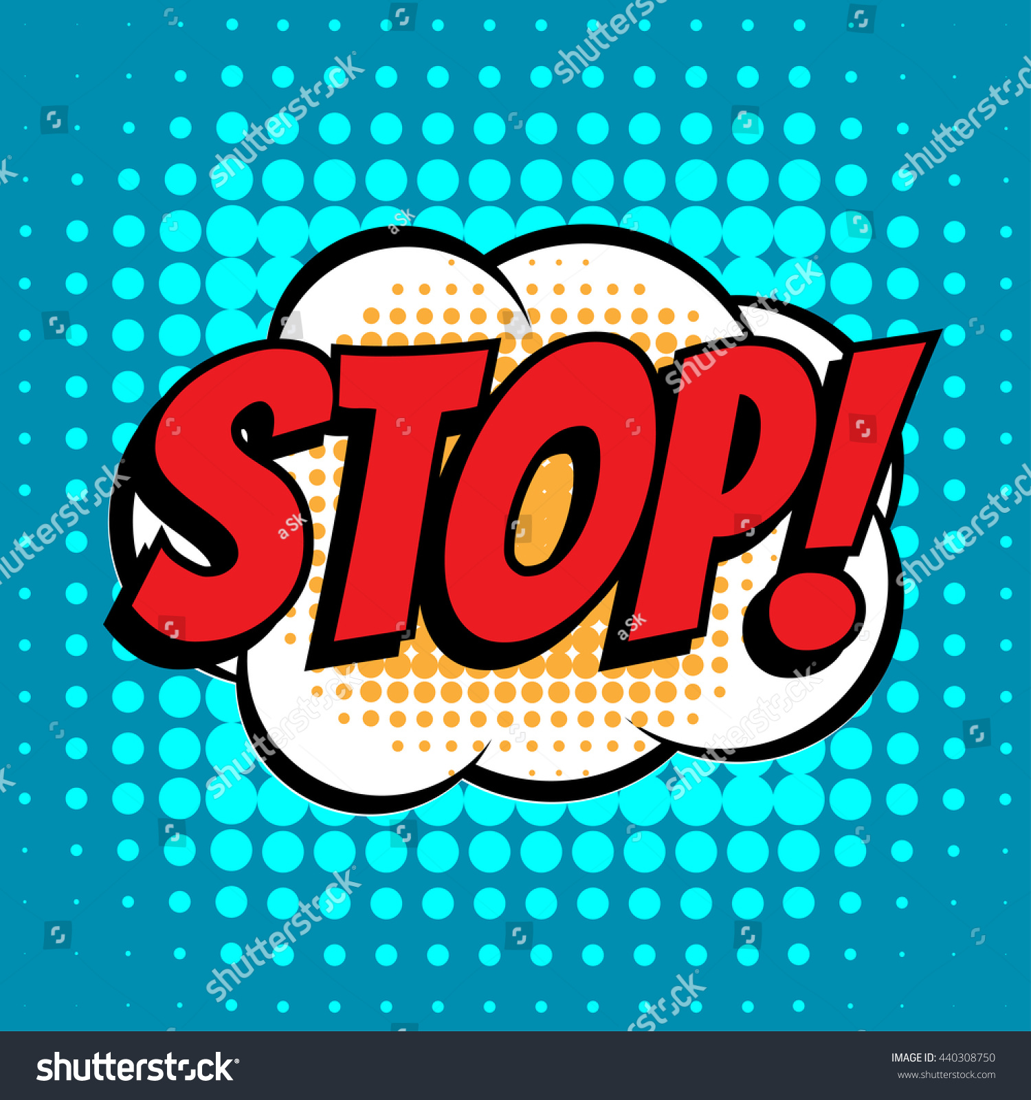 Stop Comic Book Bubble Text Retro: vector de stock (libre de regalías ...