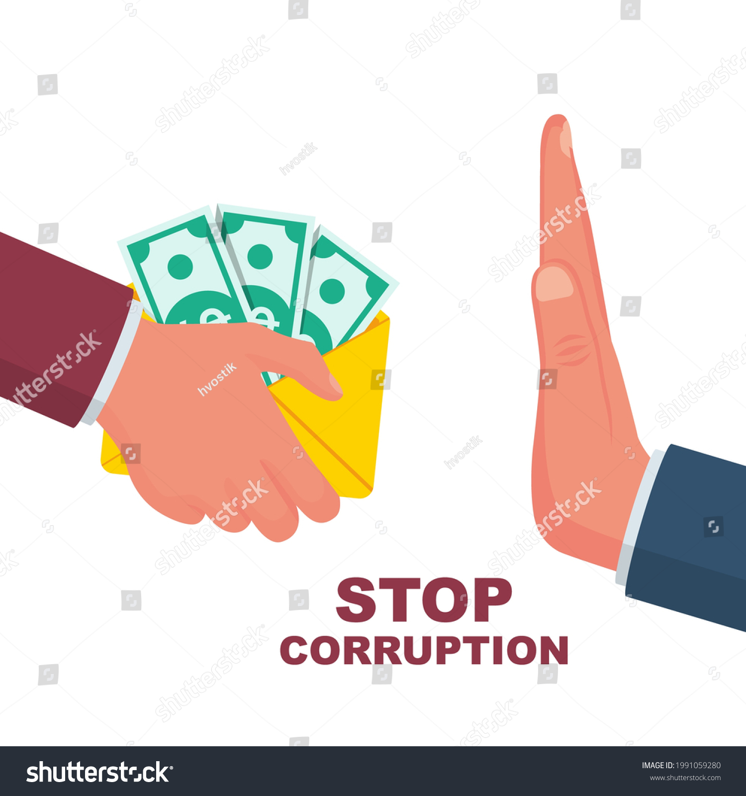 Stop Corruption Vector Illustration Flat Design Stock Vector (Royalty ...