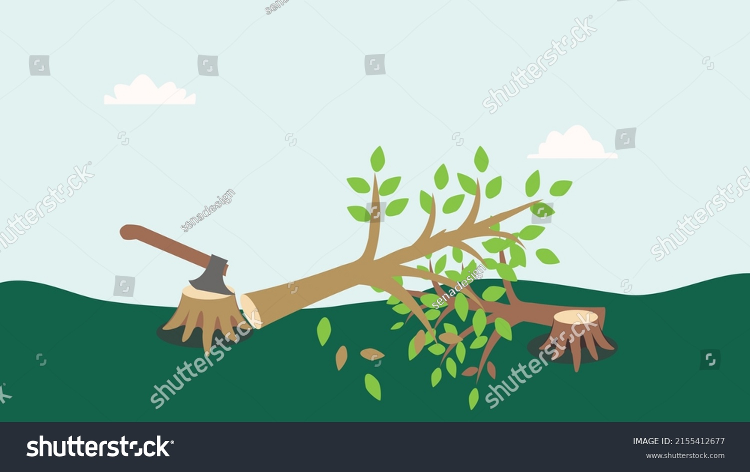 Stop Deforestation Deforestation Scene Vector Illustration Stock Vector ...