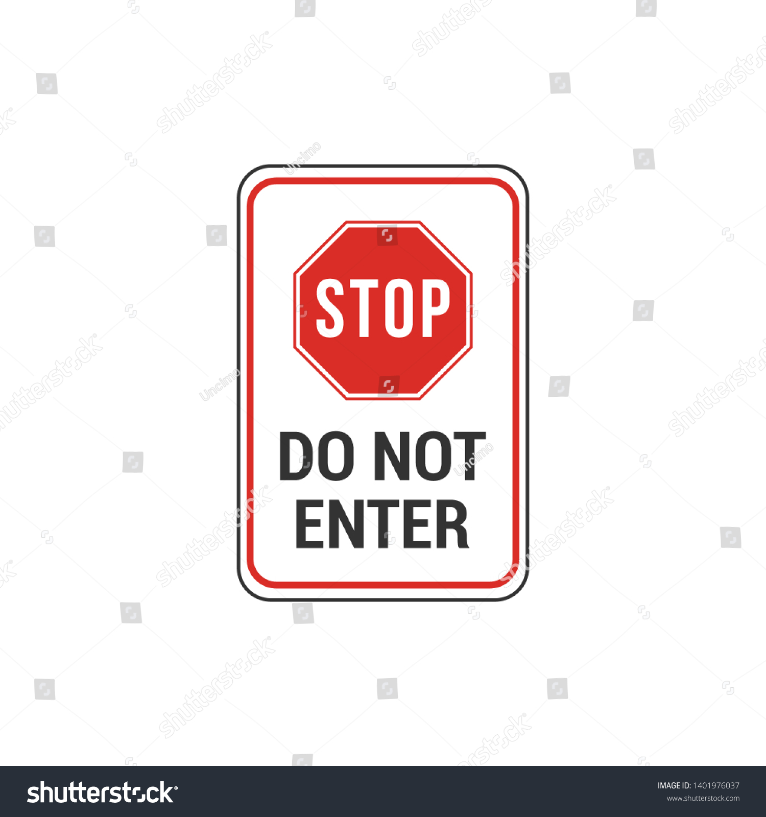 Stop Do Not Enter Sign Caution: เวกเตอร์สต็อก (ปลอดค่าลิขสิทธิ์) 1401976037