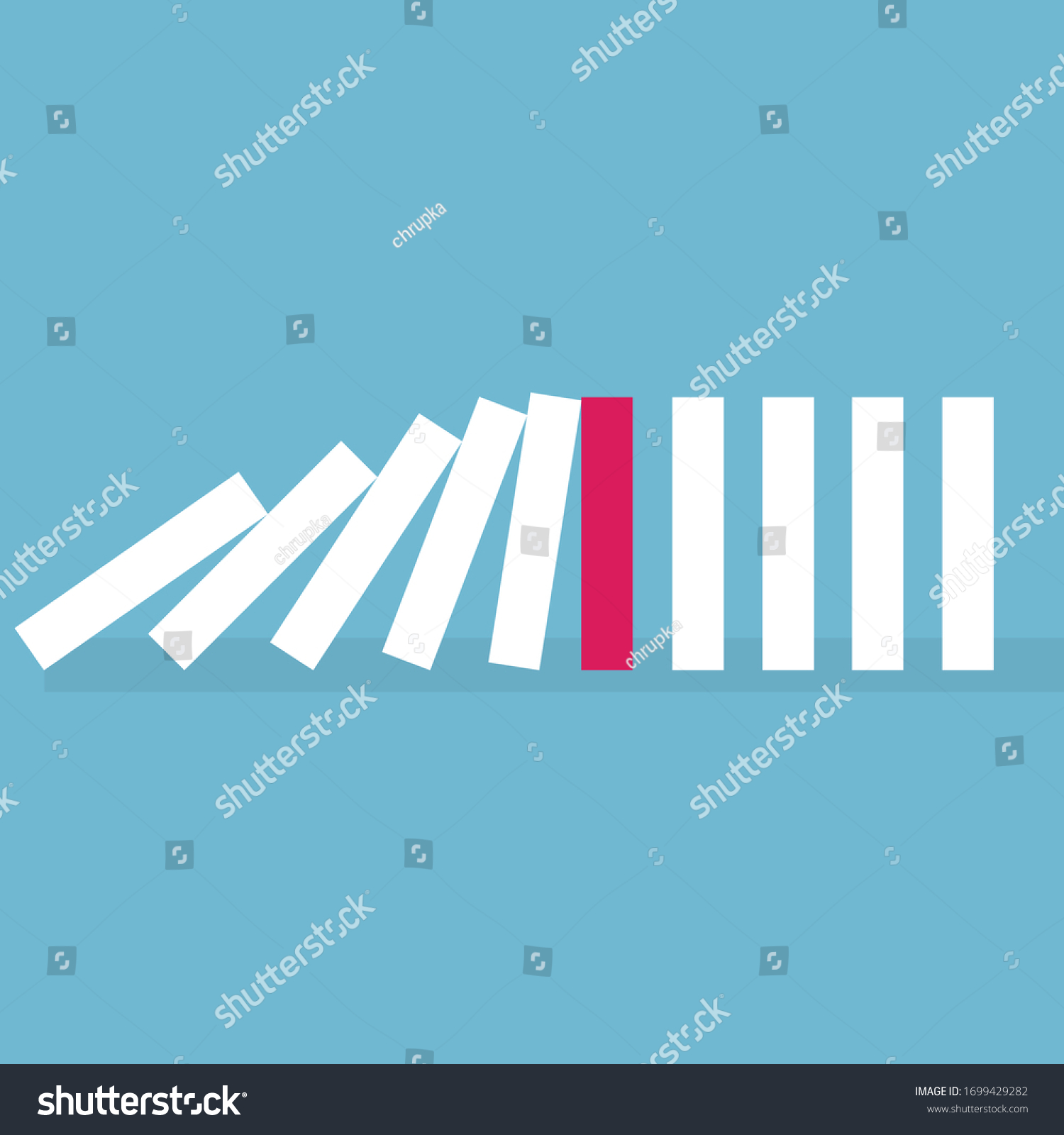 Stop Domino Effect Concept Vector Illustration Stock Vector (Royalty ...