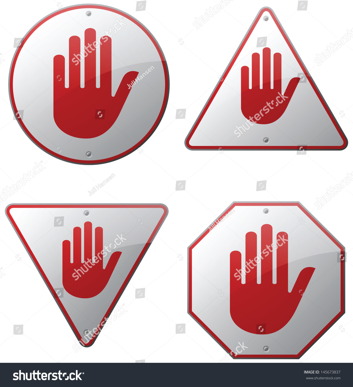 Stop Hand Road Sign Stock Vector (Royalty Free) 145673837