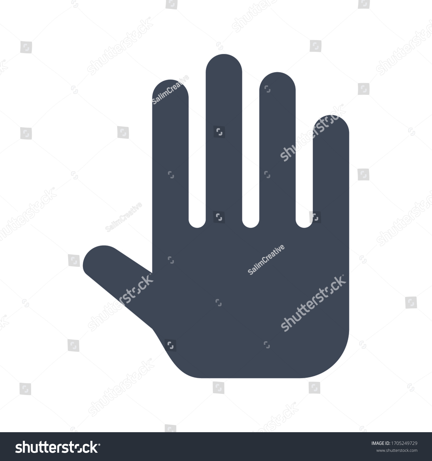 Stop Hand Sign Flat Vector Icon Stock Vector (Royalty Free) 1705249729 ...