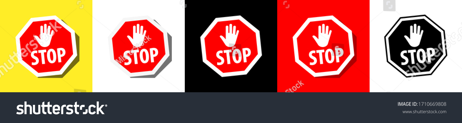 Stop Hand Sign On Different Backgrounds Stock Vector (Royalty Free ...