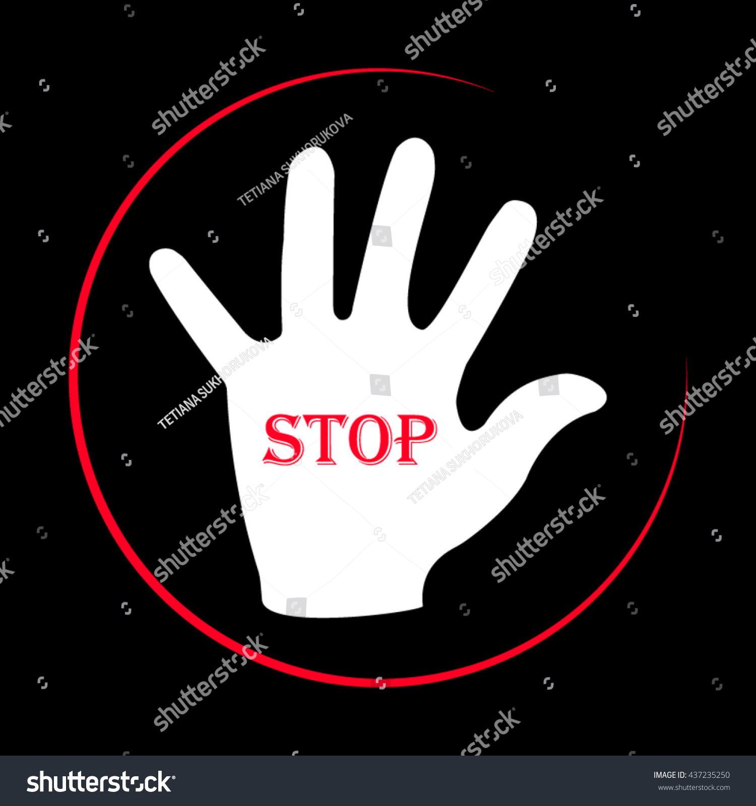 Stop Hand Silhouette Vector Illustration: vector de stock (libre de ...