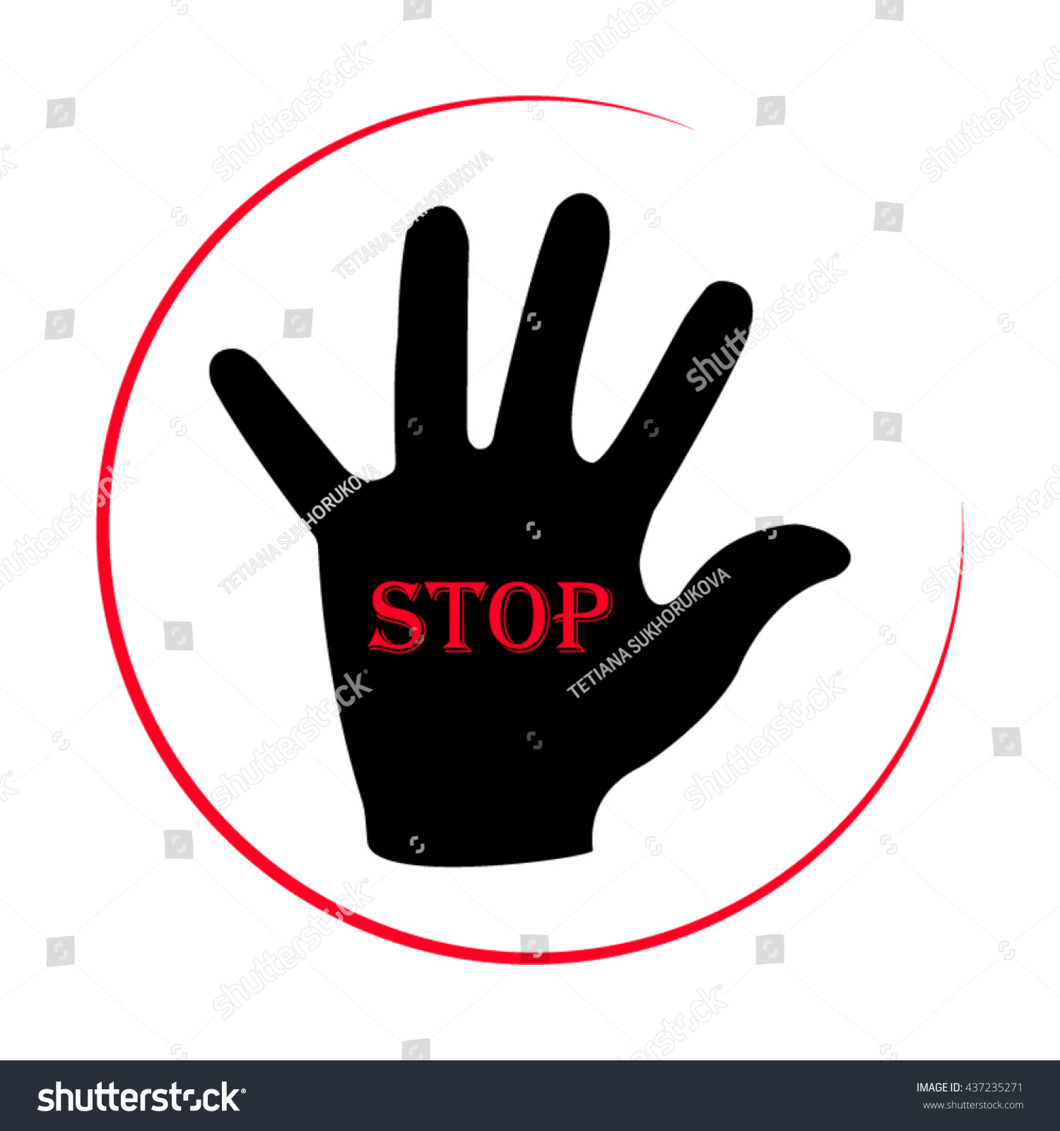 Stop Hand Silhouette Vector Illustration Stock Vector (Royalty Free ...