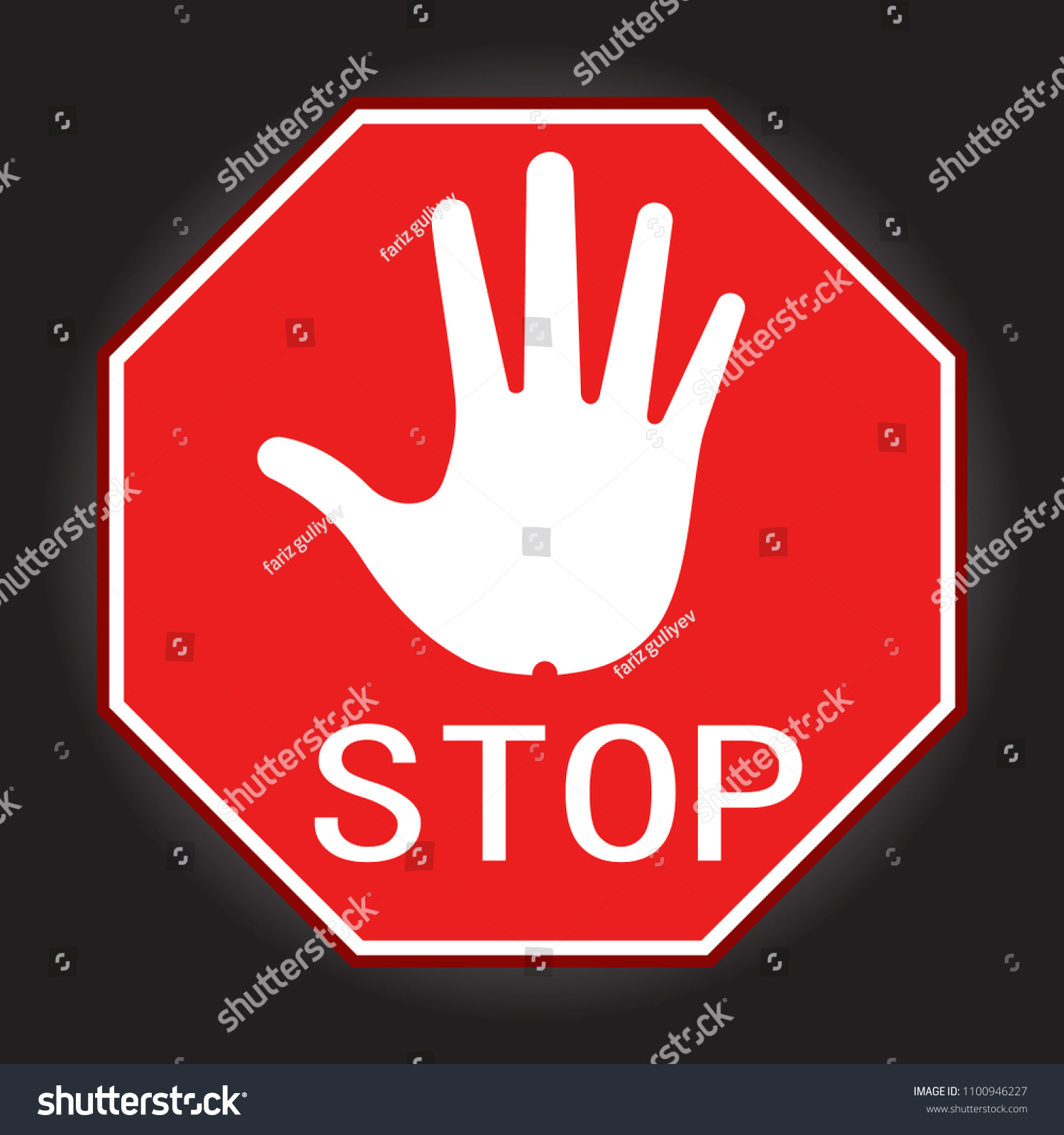 Stop Hand Symbol Vector: vector de stock (libre de regalías) 1100946227