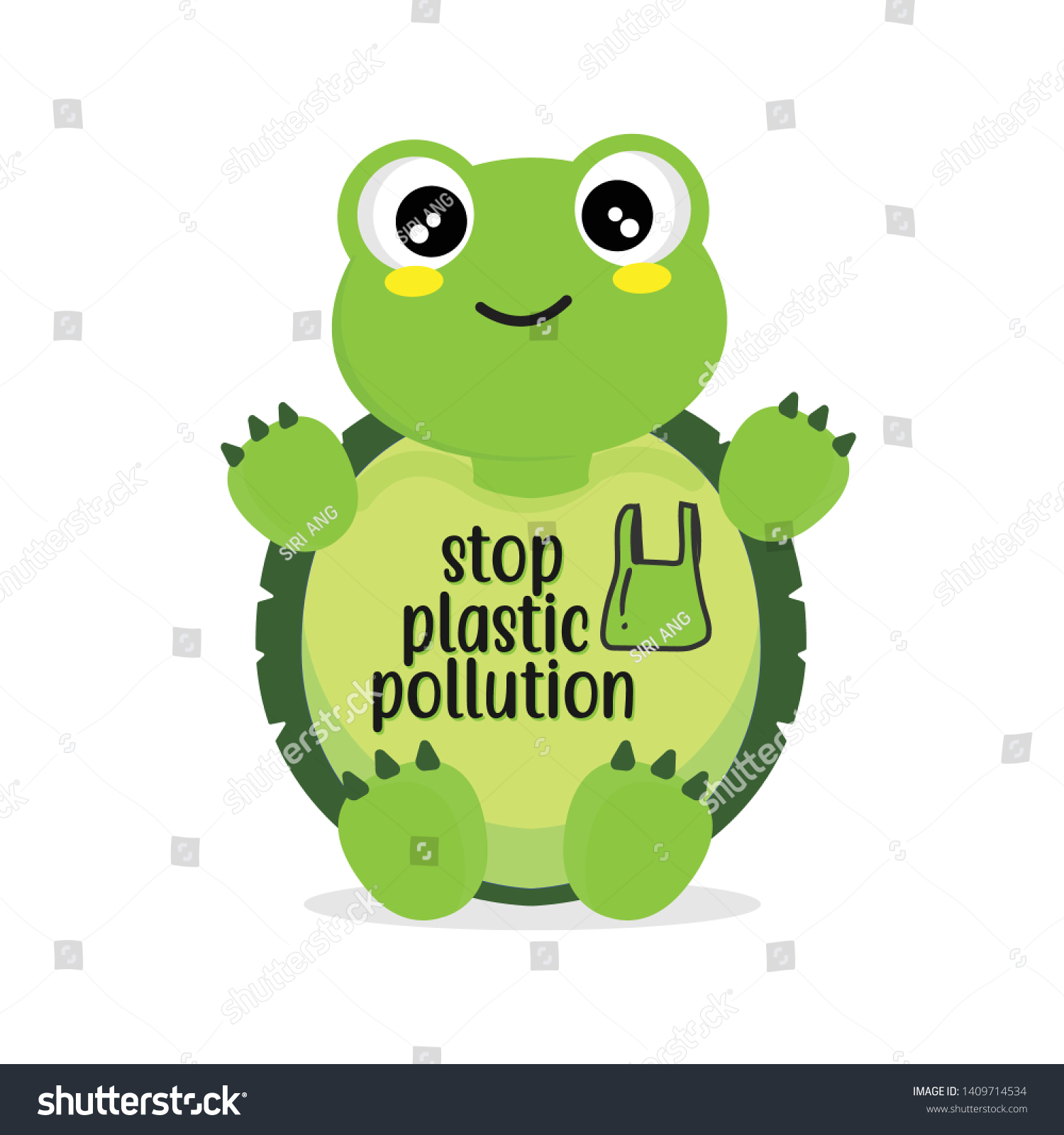 Stop Plastic Pollution Cute Turtle Cartoon: Vector có sẵn (miễn phí bản ...