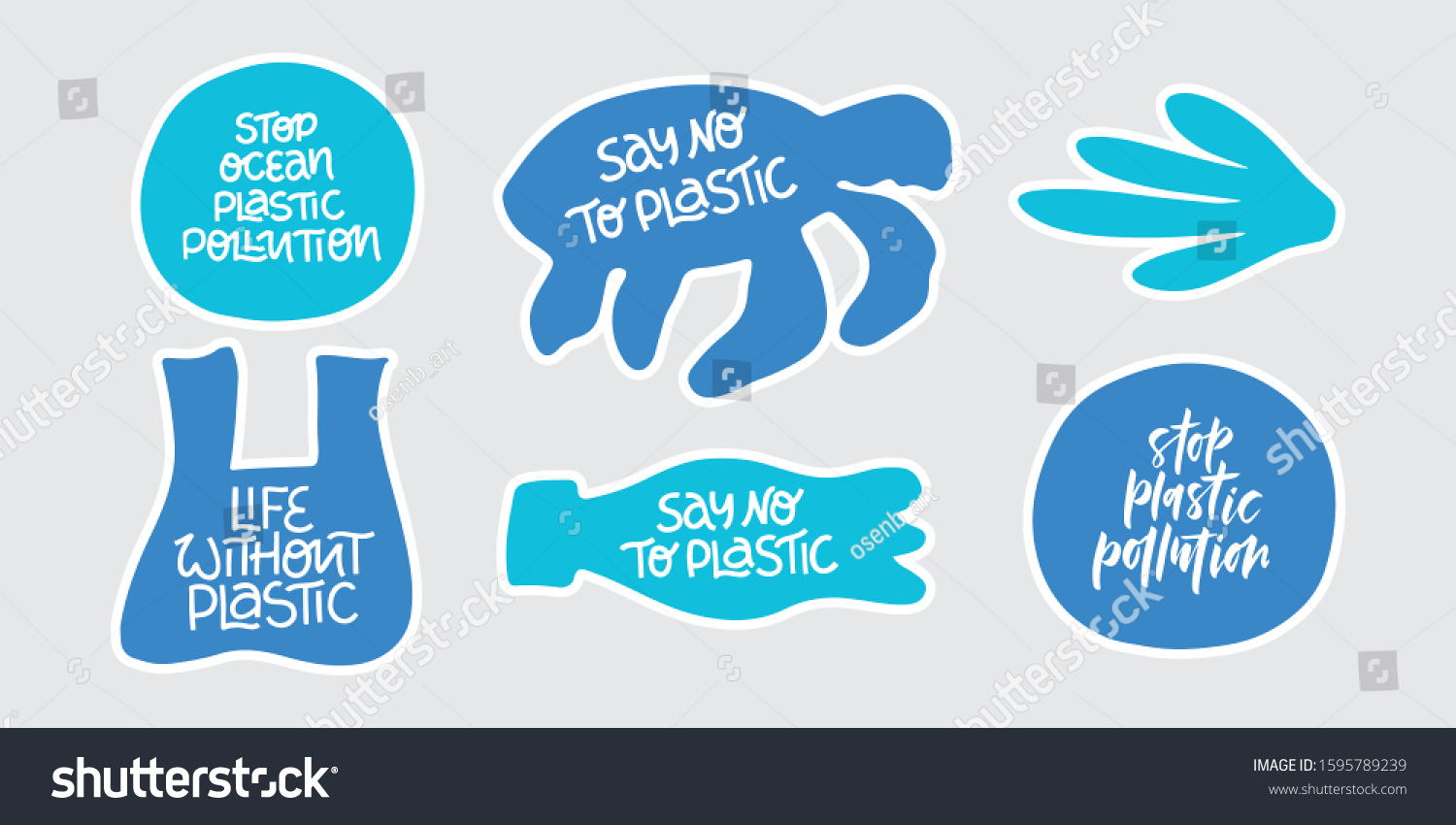 Stop Plastic Pollution Word Stickers Set: Vector có sẵn (miễn phí bản ...