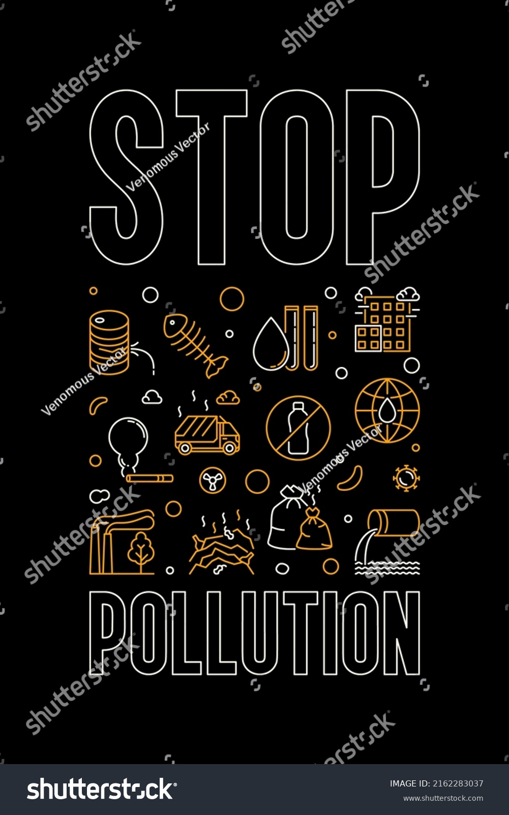 Stop Pollution Outline Vertical Creative Frame Stock Vector (Royalty ...