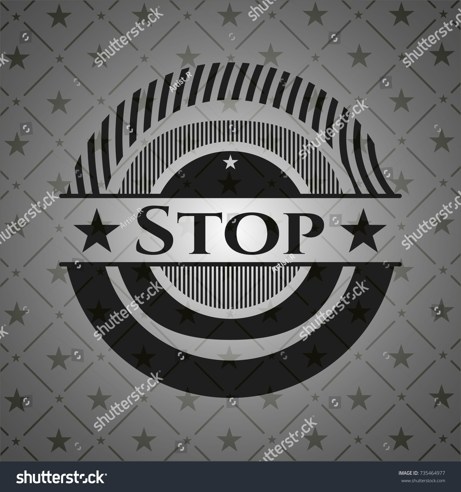Stop Realistic Dark Emblem Stock Vector (Royalty Free) 735464977