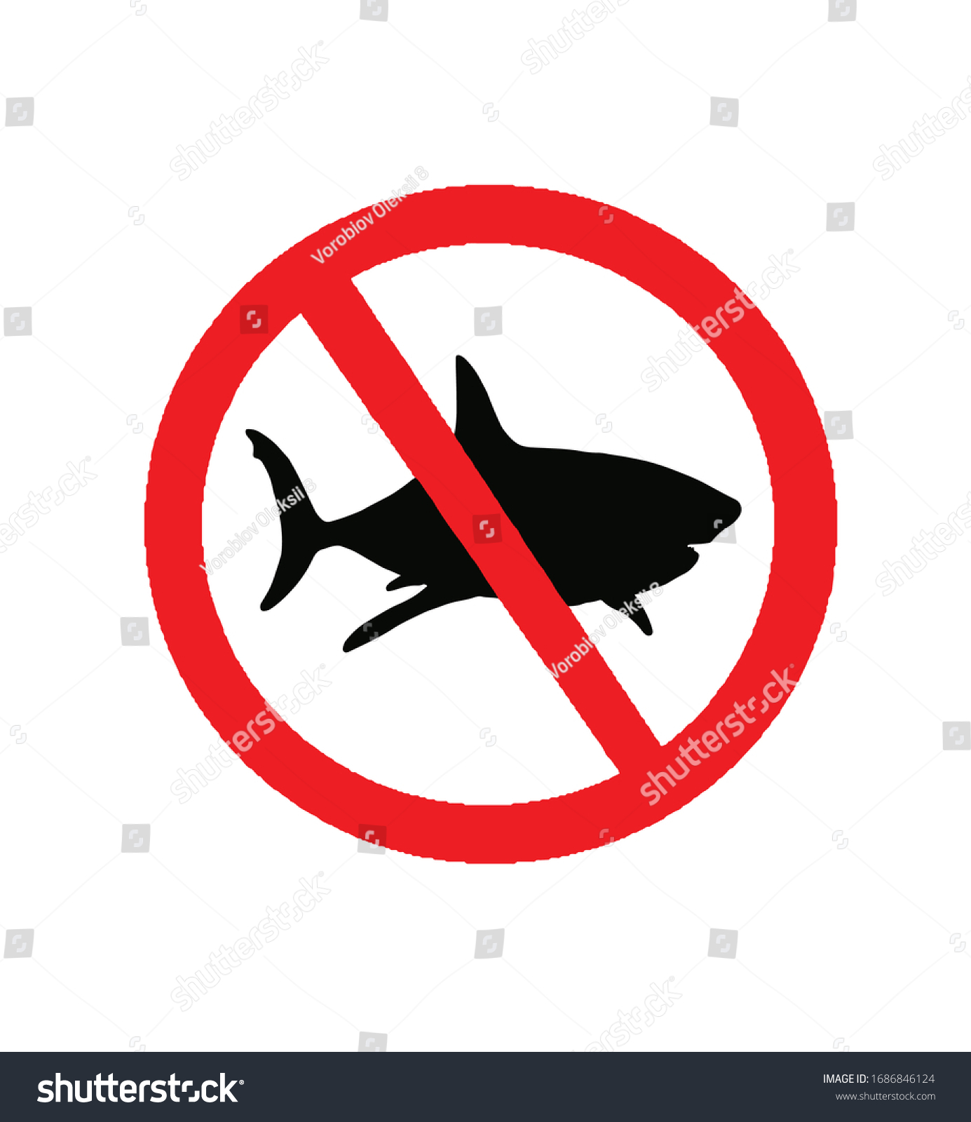 Stop Shark Sign Warning Vector Illustration Stock Vector (Royalty Free ...