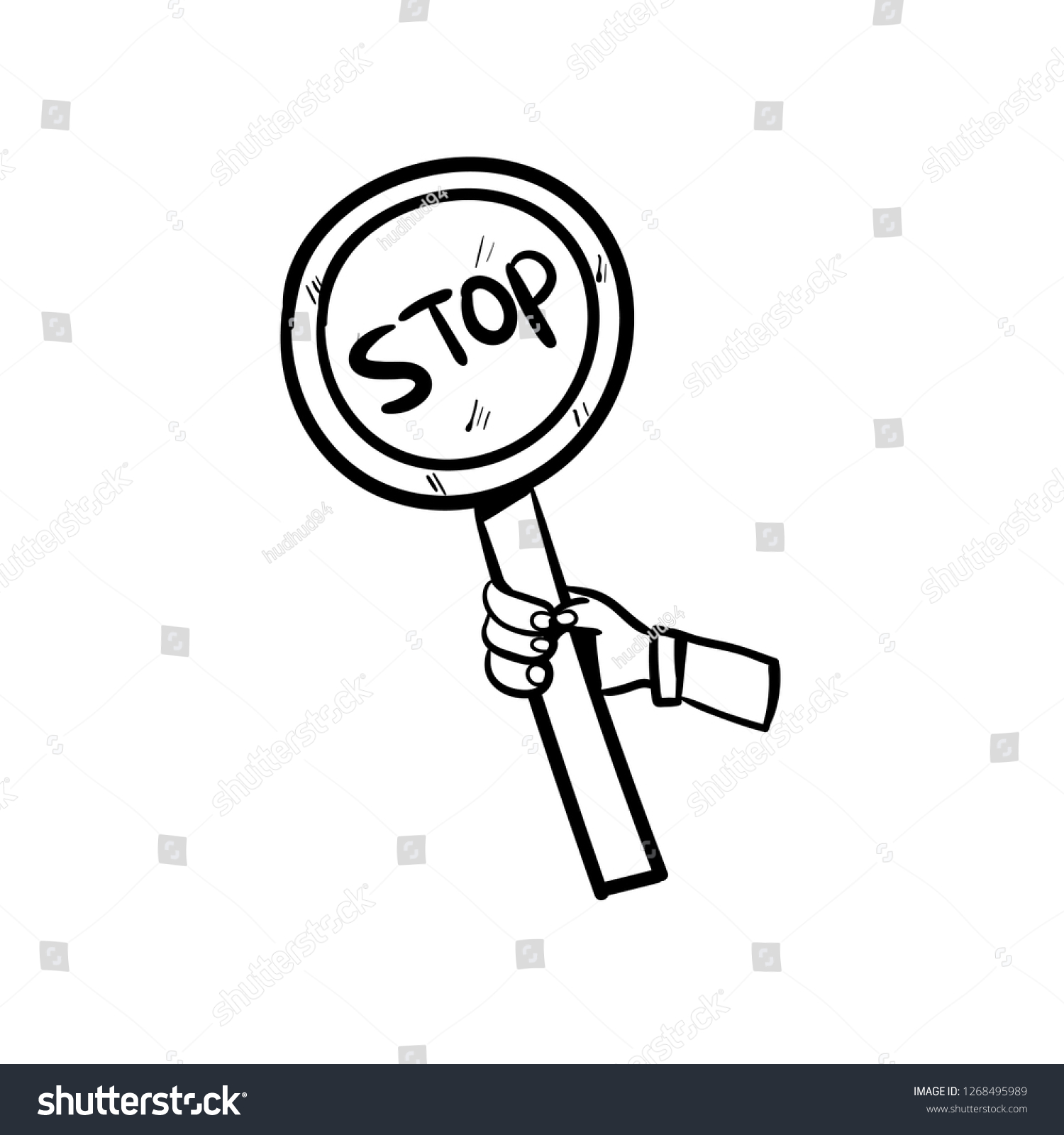 Stop Sign Doodle Icon Vector Stock Vector (Royalty Free) 1268495989