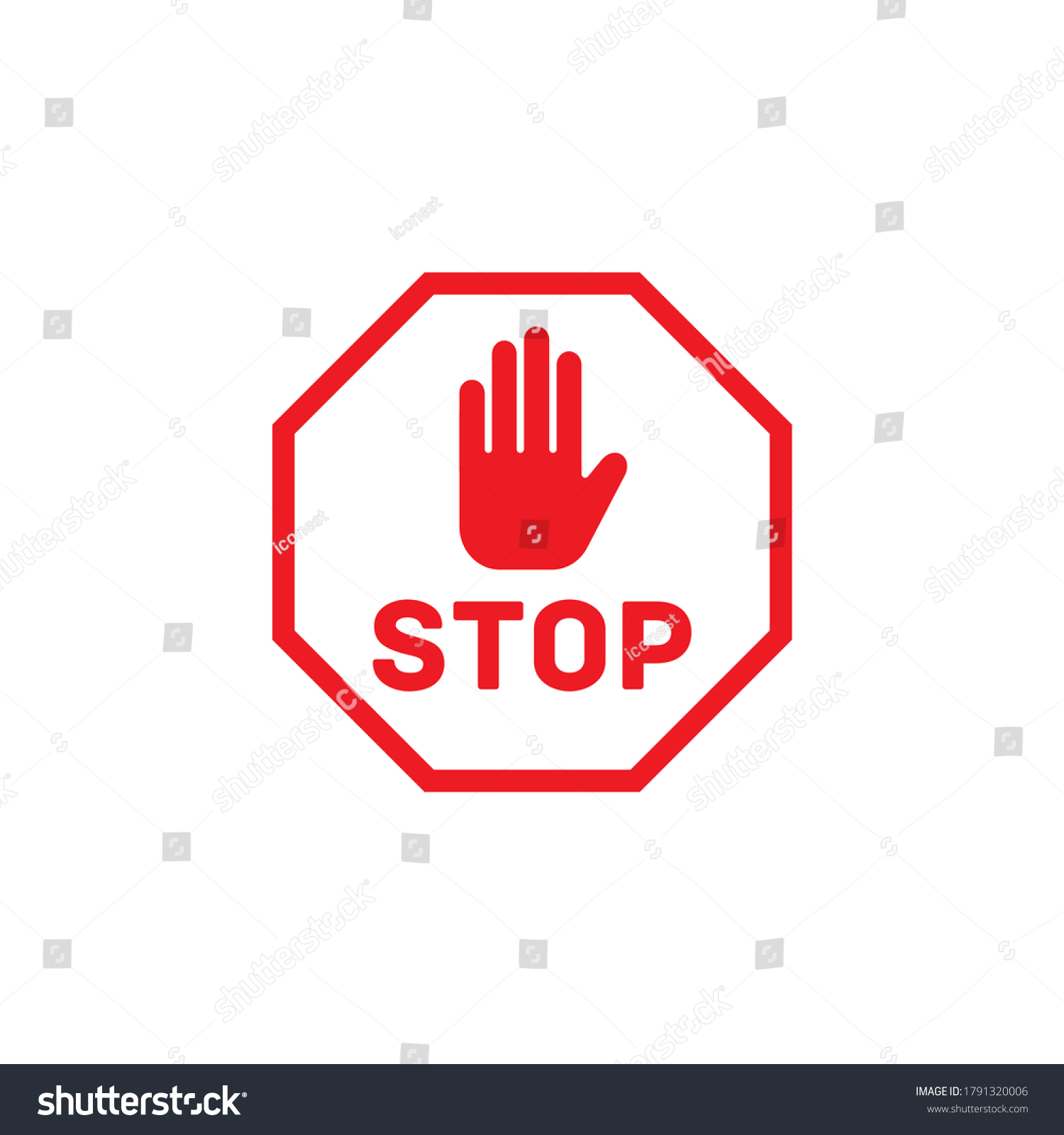 Stop Sign Red Color Vector Eps Stock Vector (Royalty Free) 1791320006