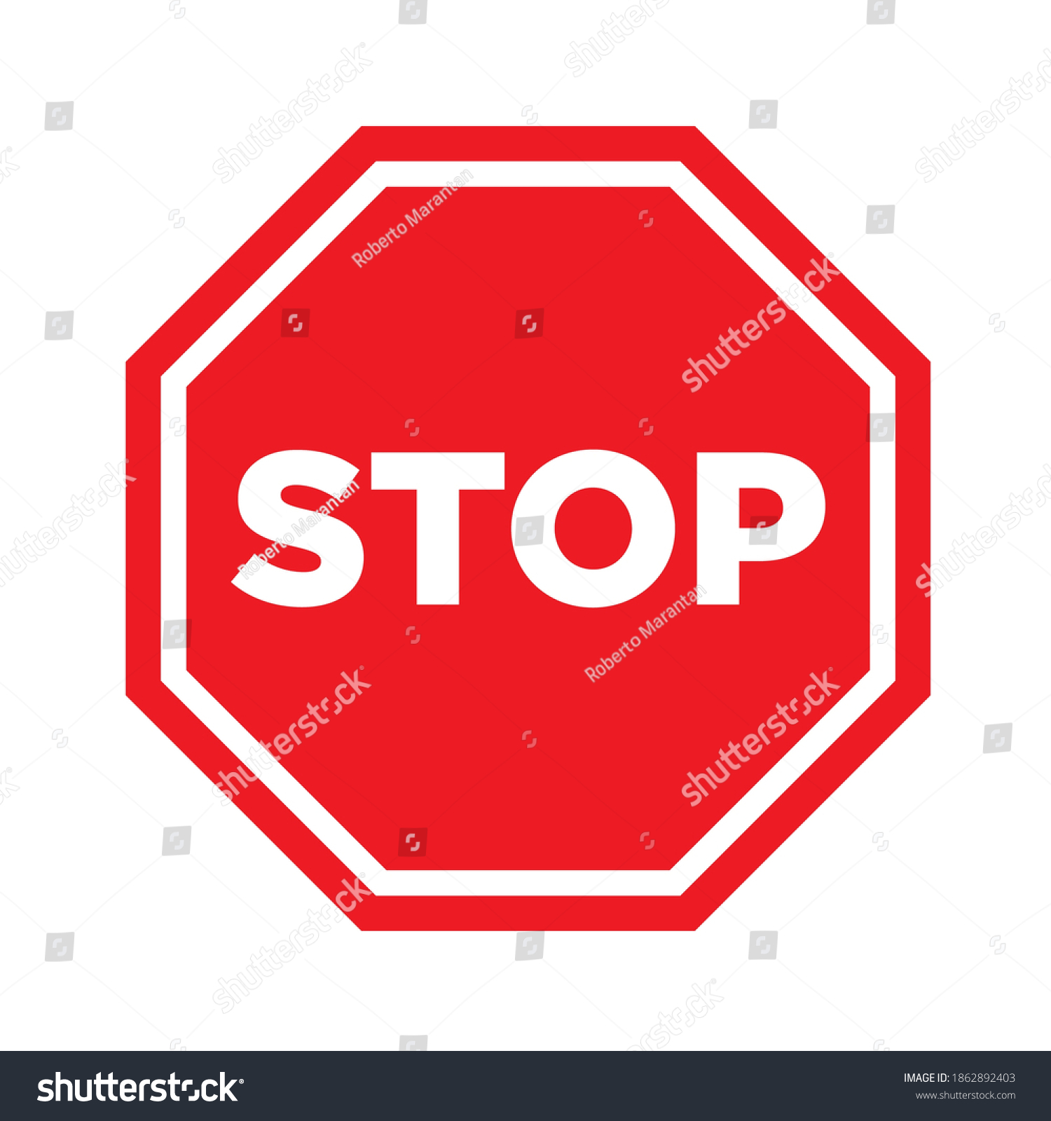 Stop Sign Vector Flat Illustration Stock Vector (Royalty Free ...