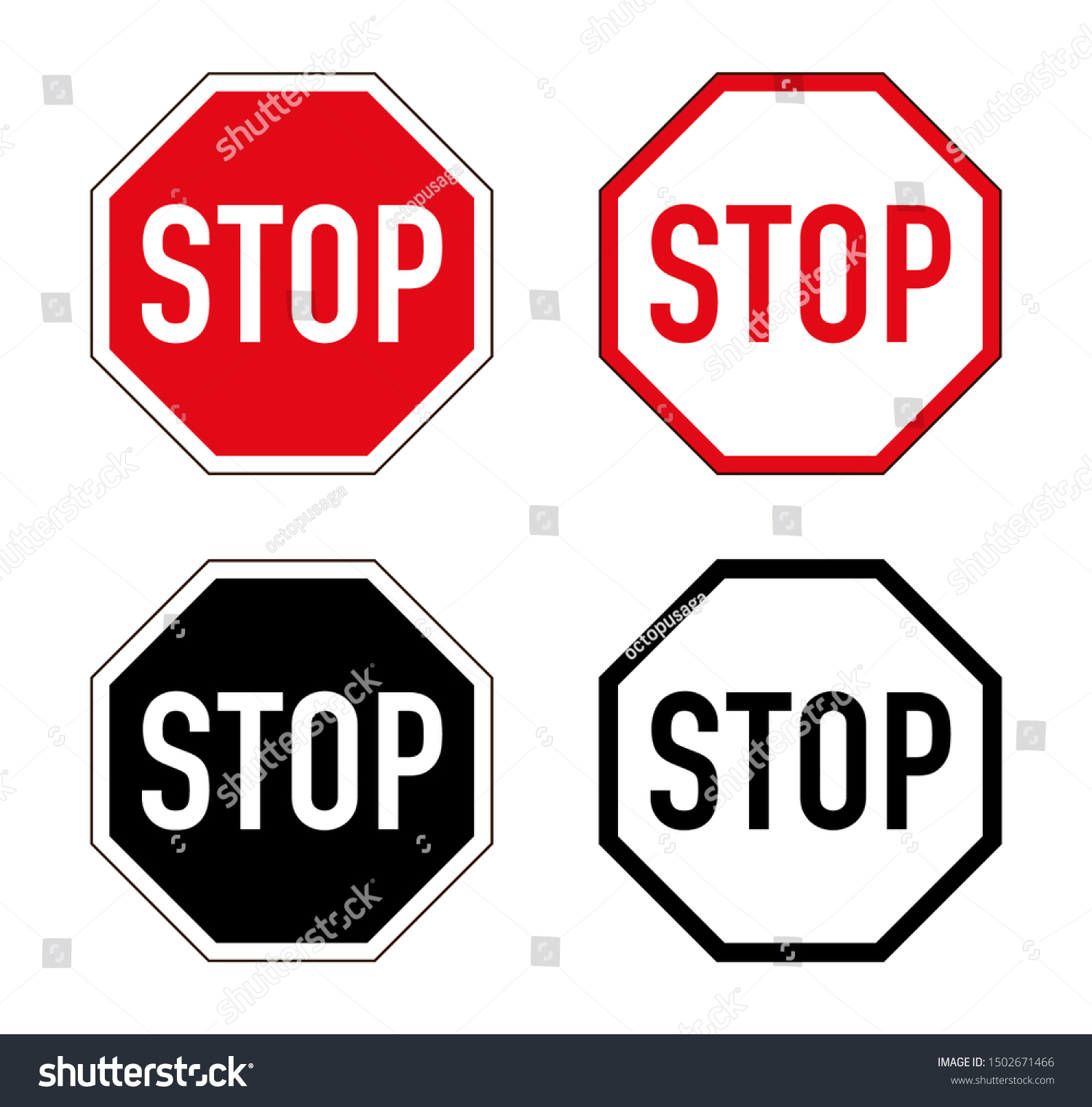 Stop Sign Vector Icon Sets Isolated Stock Vector (Royalty Free ...