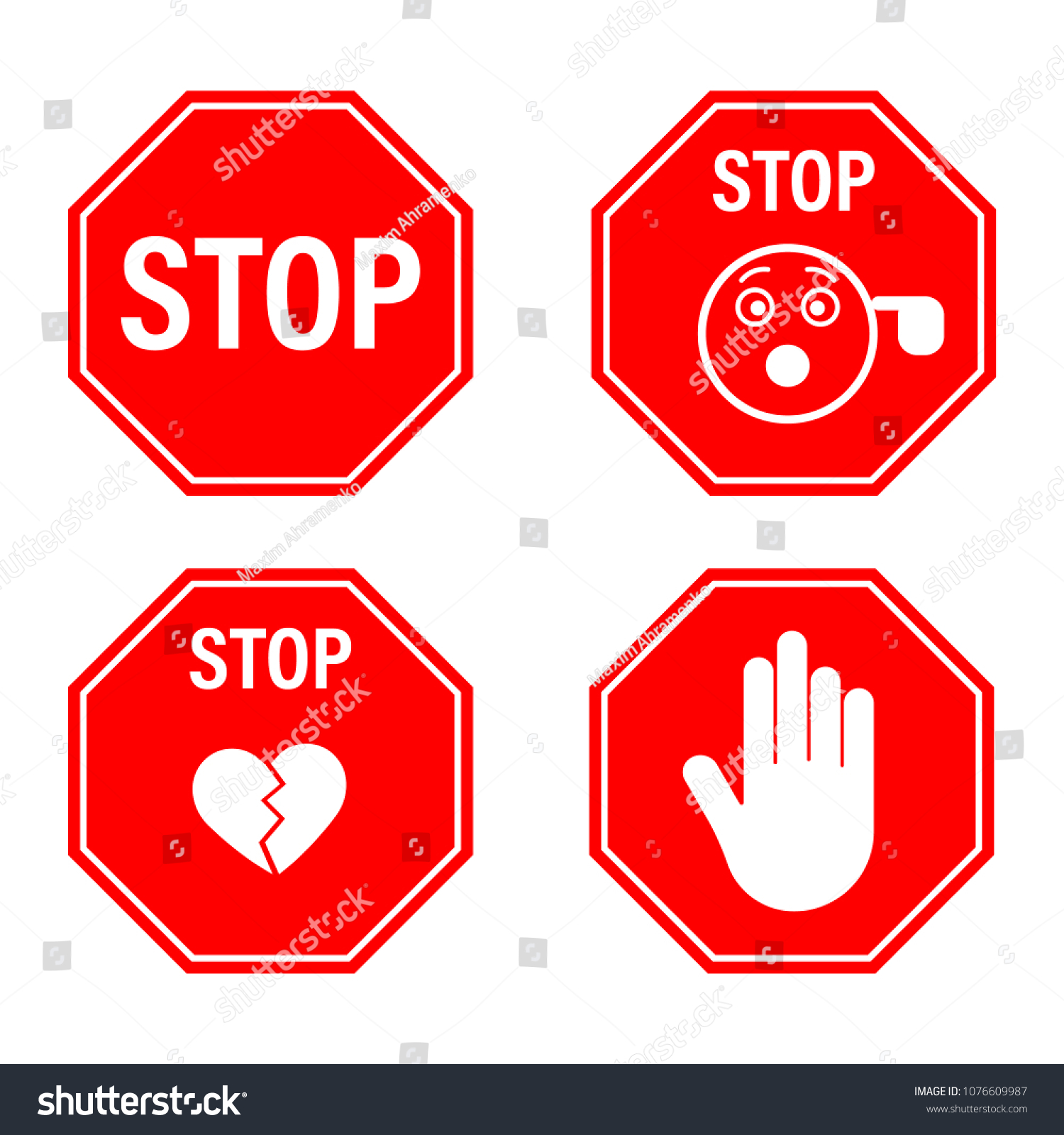 Stop Sign Vector Illustration: vector de stock (libre de regalías) 1076609987