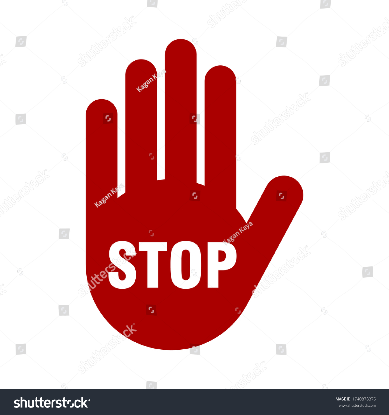Stop Sign Hand Icon Vector Image Stock Vector (Royalty Free) 1740878375