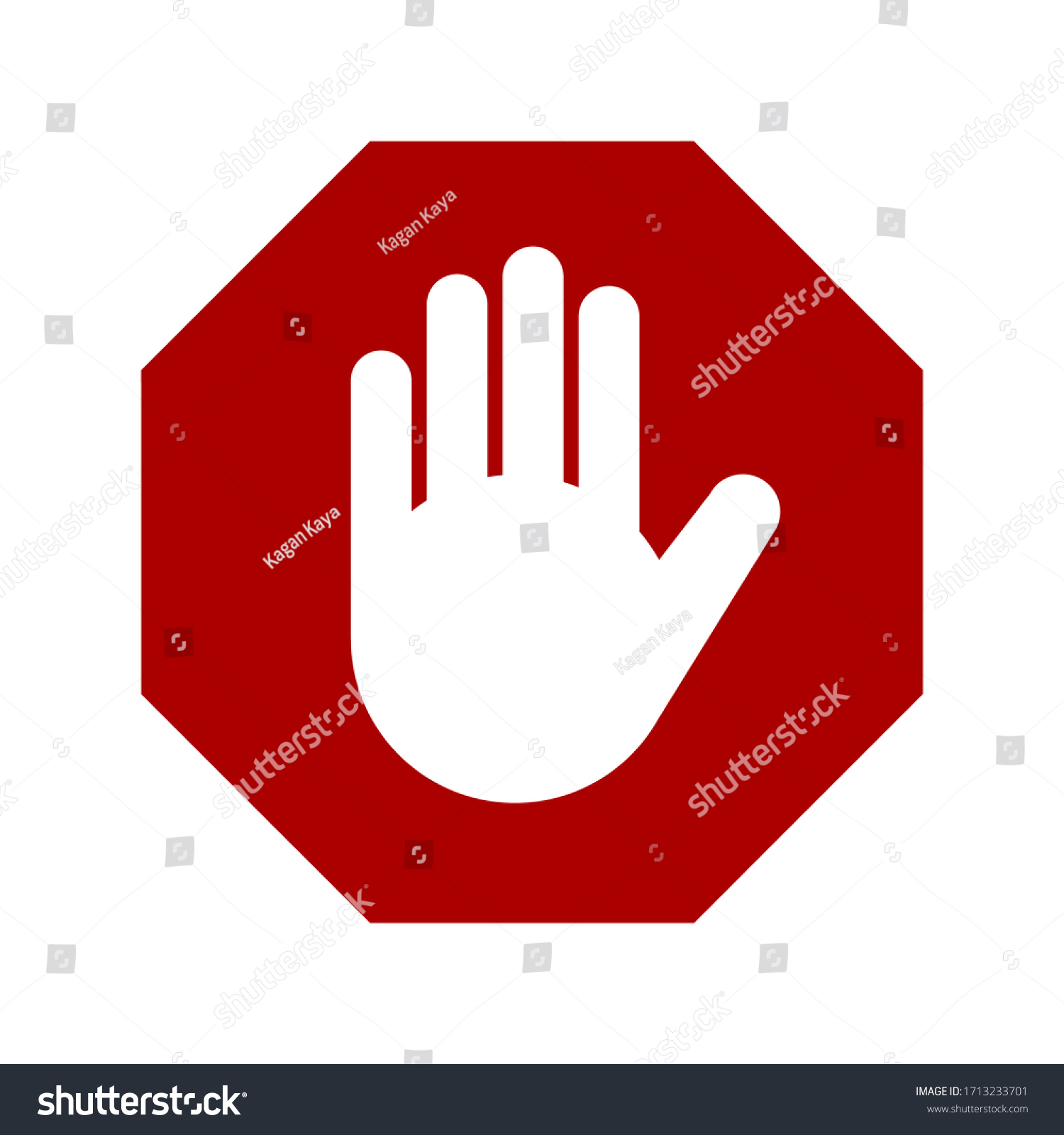 Vektor Stok Stop Sign Hand Icon Vector Image (Tanpa Royalti) 1713233701 ...