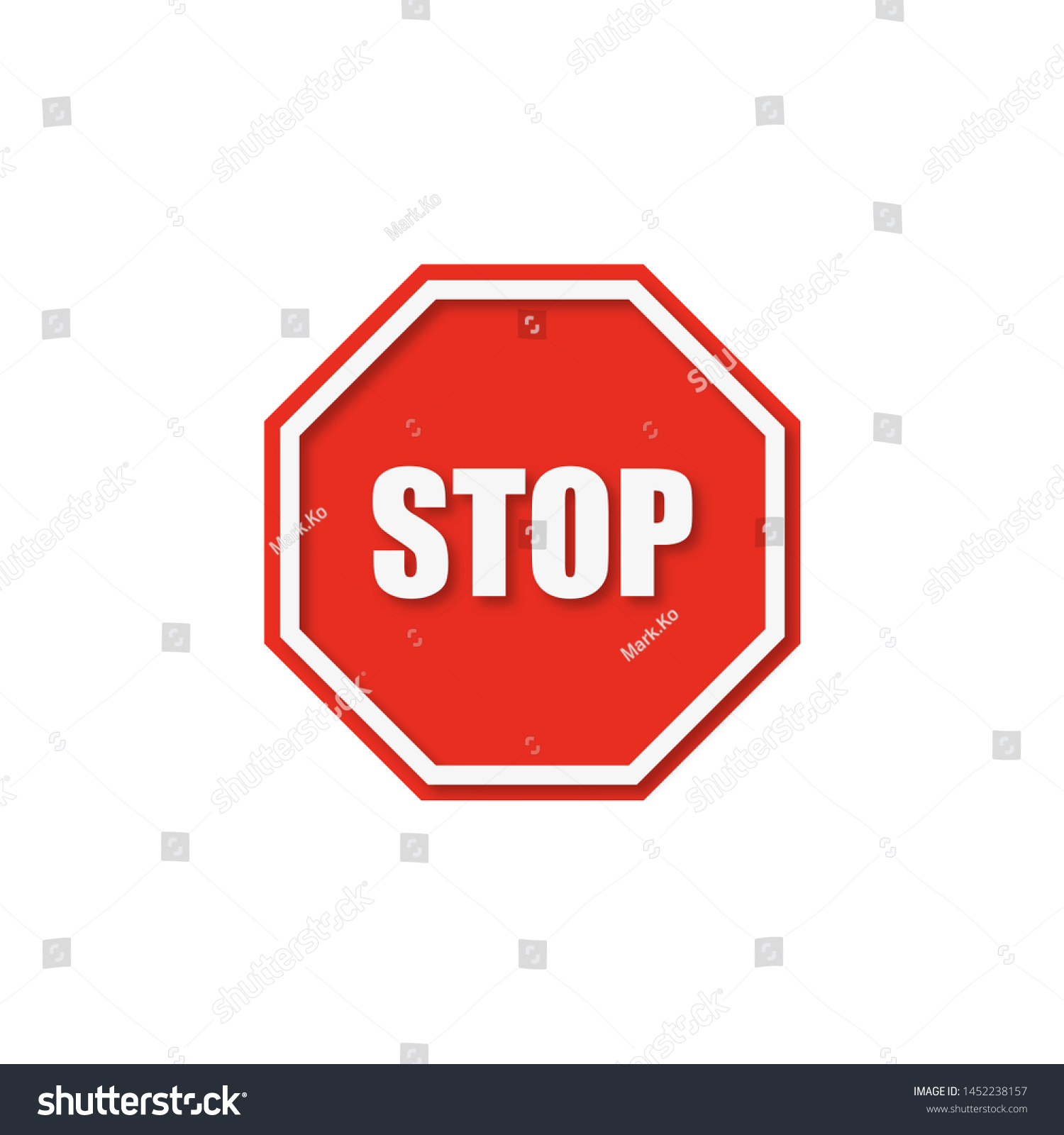 Stop Sign Shadow Flat Style Vector Stock Vector (Royalty Free) 1452238157