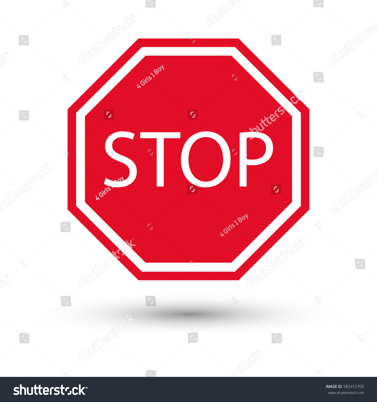 Vektor Stok Stop Sign Shadow Vector Illustration (Tanpa Royalti ...