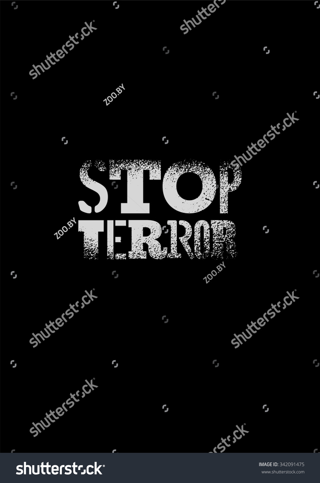 Stop Terror Typographic Graffiti Protest Poster Stock Vector (Royalty ...