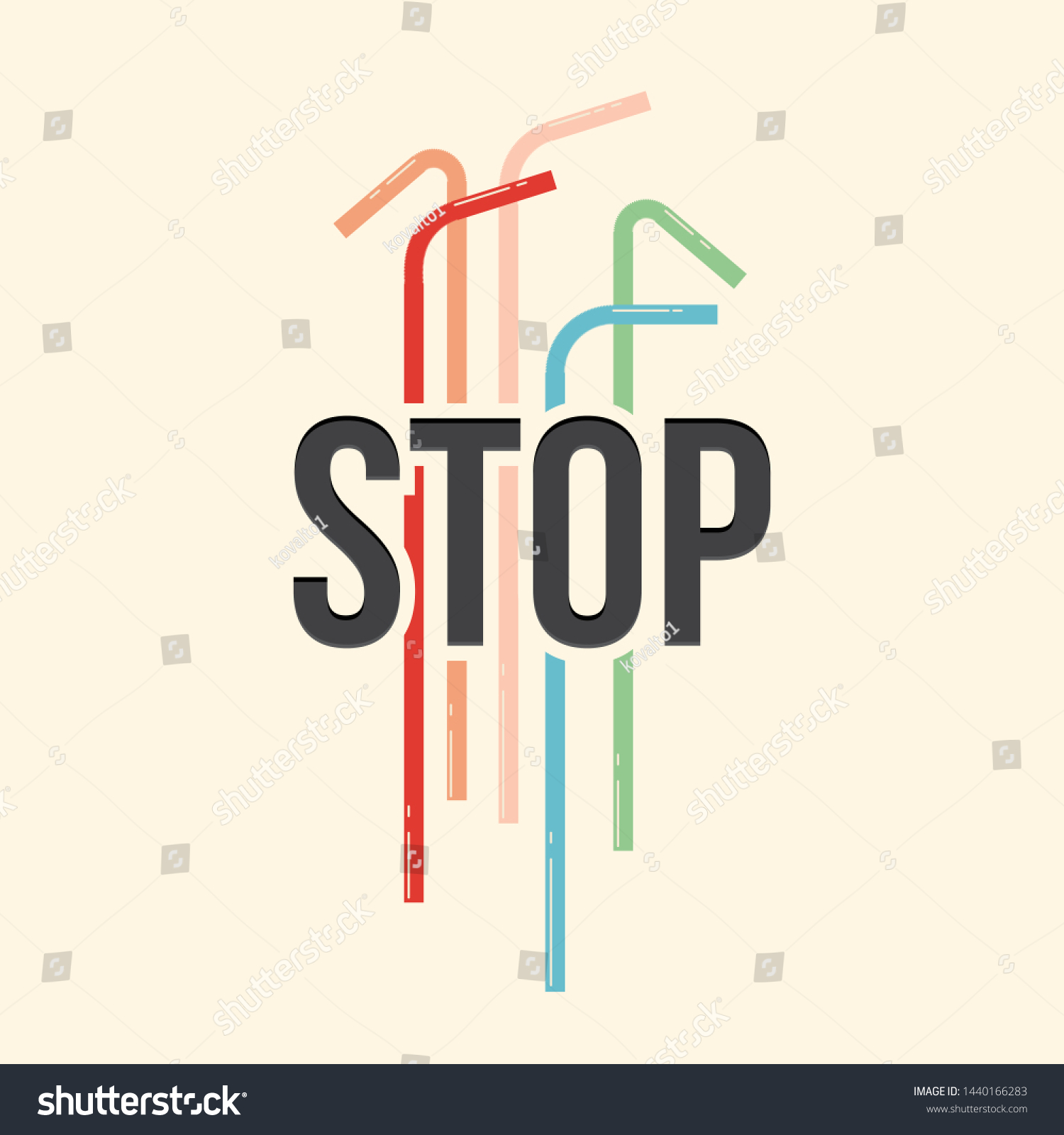 Stop Using Plastic Straw Vector Illustration: เวกเตอร์สต็อก (ปลอดค่า ...