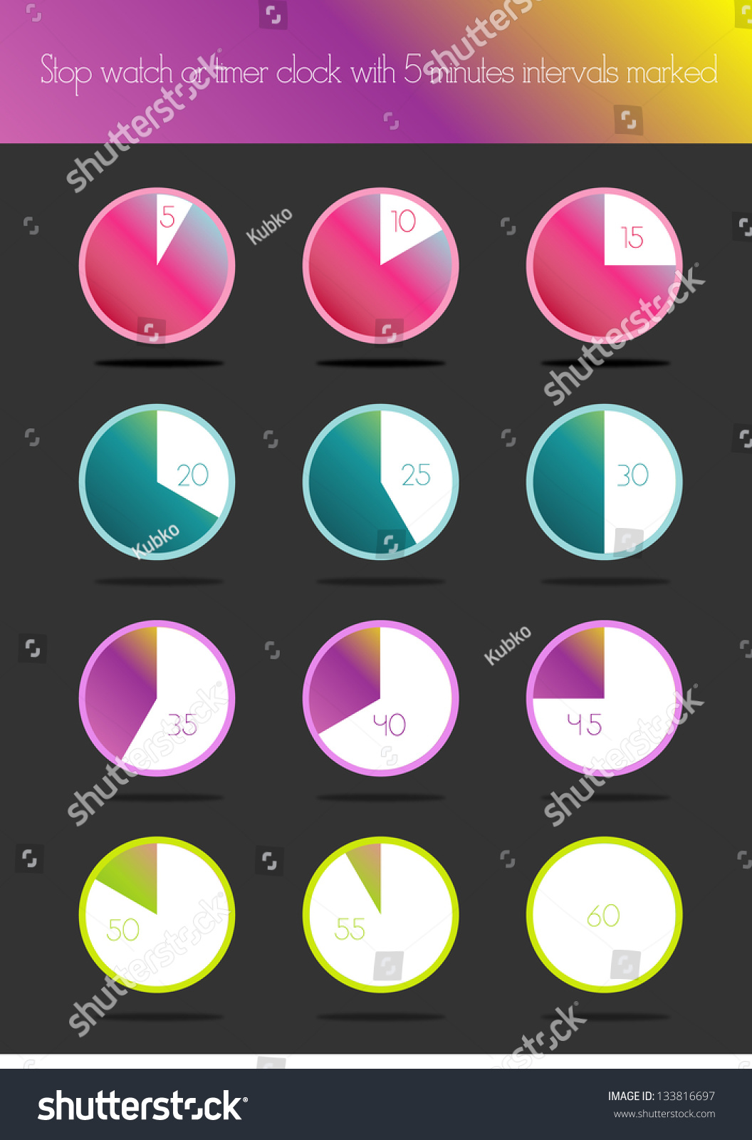 Stop Watch Timer Clock 5 Minutes Stock Vector (Royalty Free) 133816697