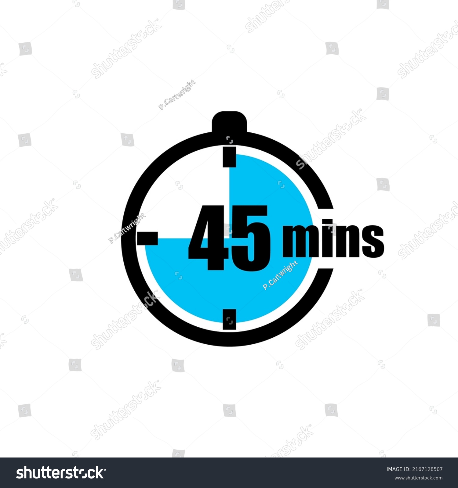 Stopwatch Icon 45 Minute Time Countdown Stock Vector (Royalty Free ...