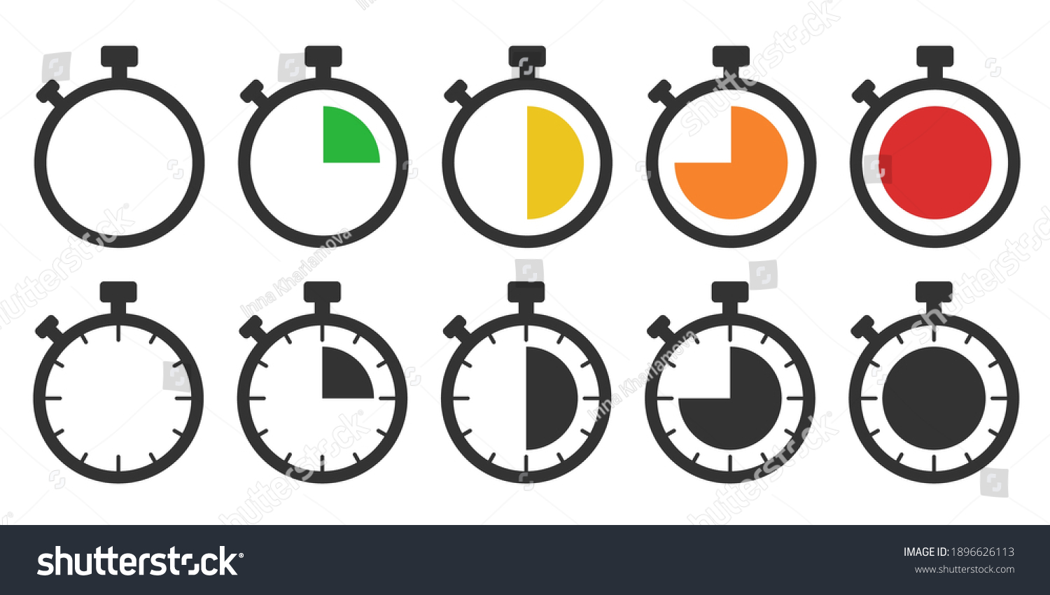 Stopwatch Icons Set Timer Symbols Vector Stock Vector (Royalty Free ...