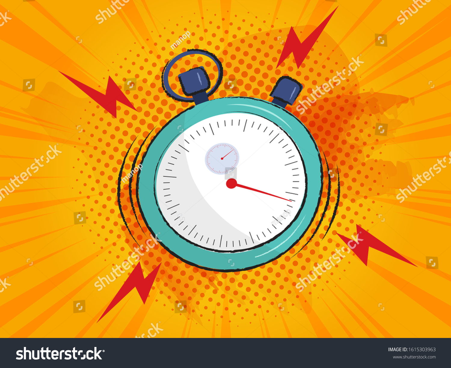 Stopwatch Ringing Alarm Comic Background Vector Stock Vector (Royalty ...