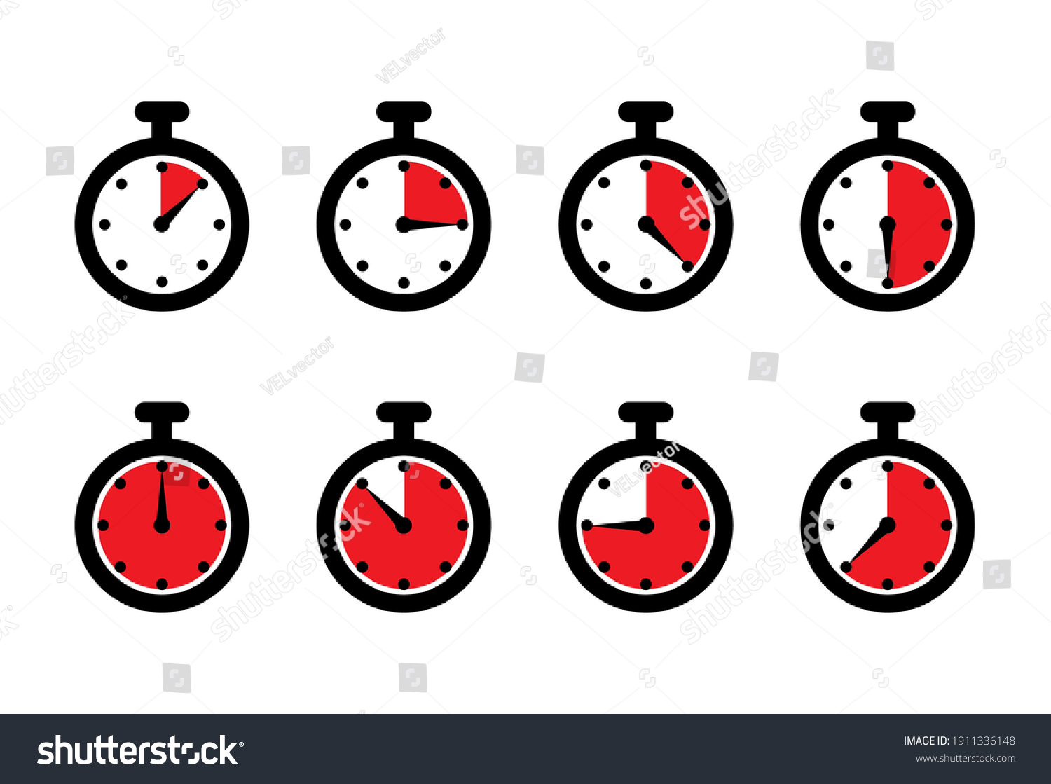 Stopwatch Timer Icons Set Speed Countdown Stock Vector (Royalty Free ...