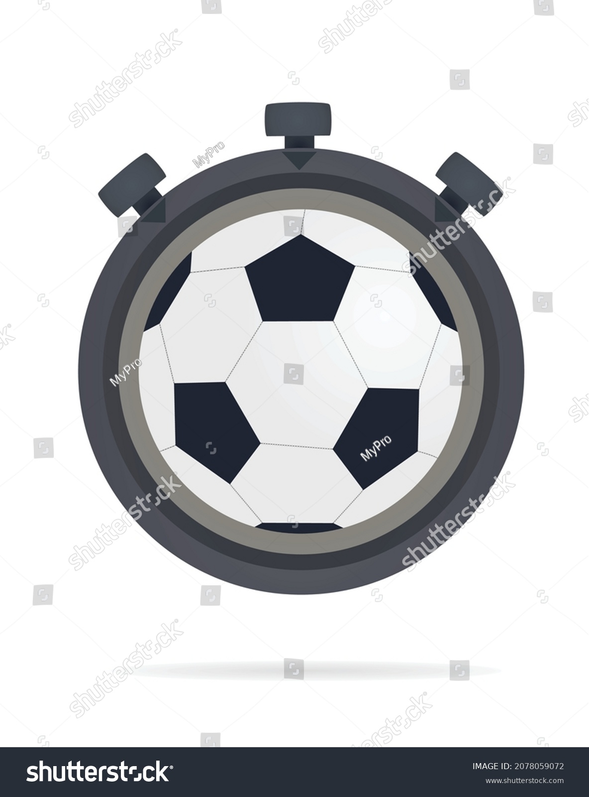 Stopwatch Soccer Ball Vector Stock Vector (Royalty Free) 2078059072