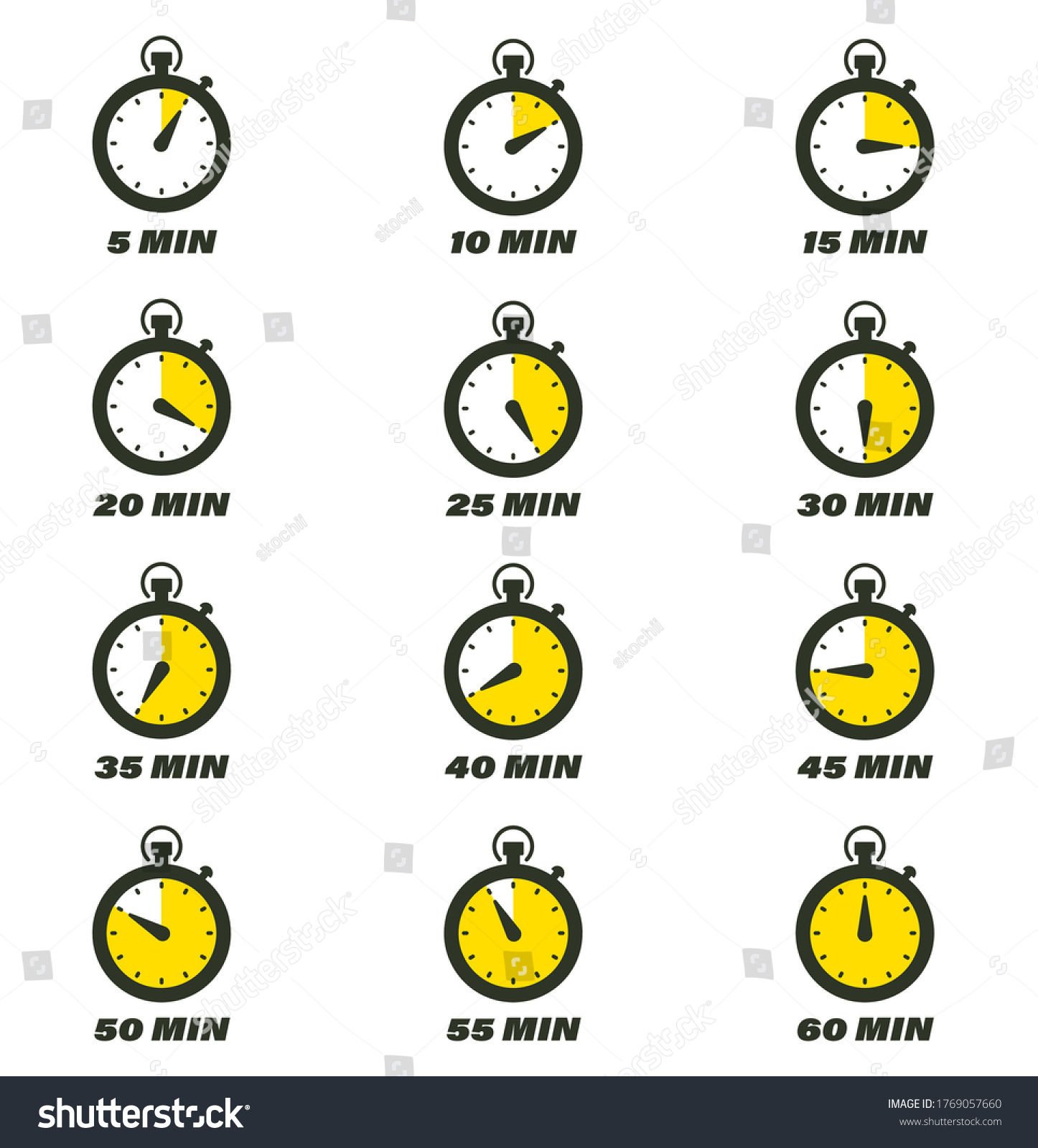 Stopwatch Time Pie Chart Countdown Timer Stock Vector (Royalty Free ...