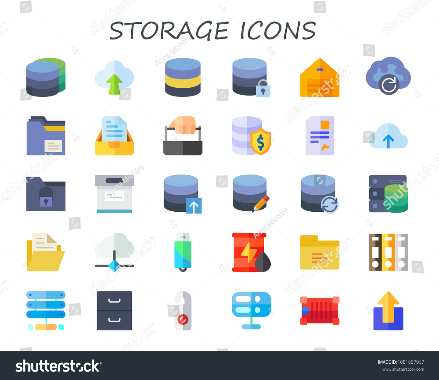 conjunto de iconos de almacenamiento. 30: vector de stock (libre de ...