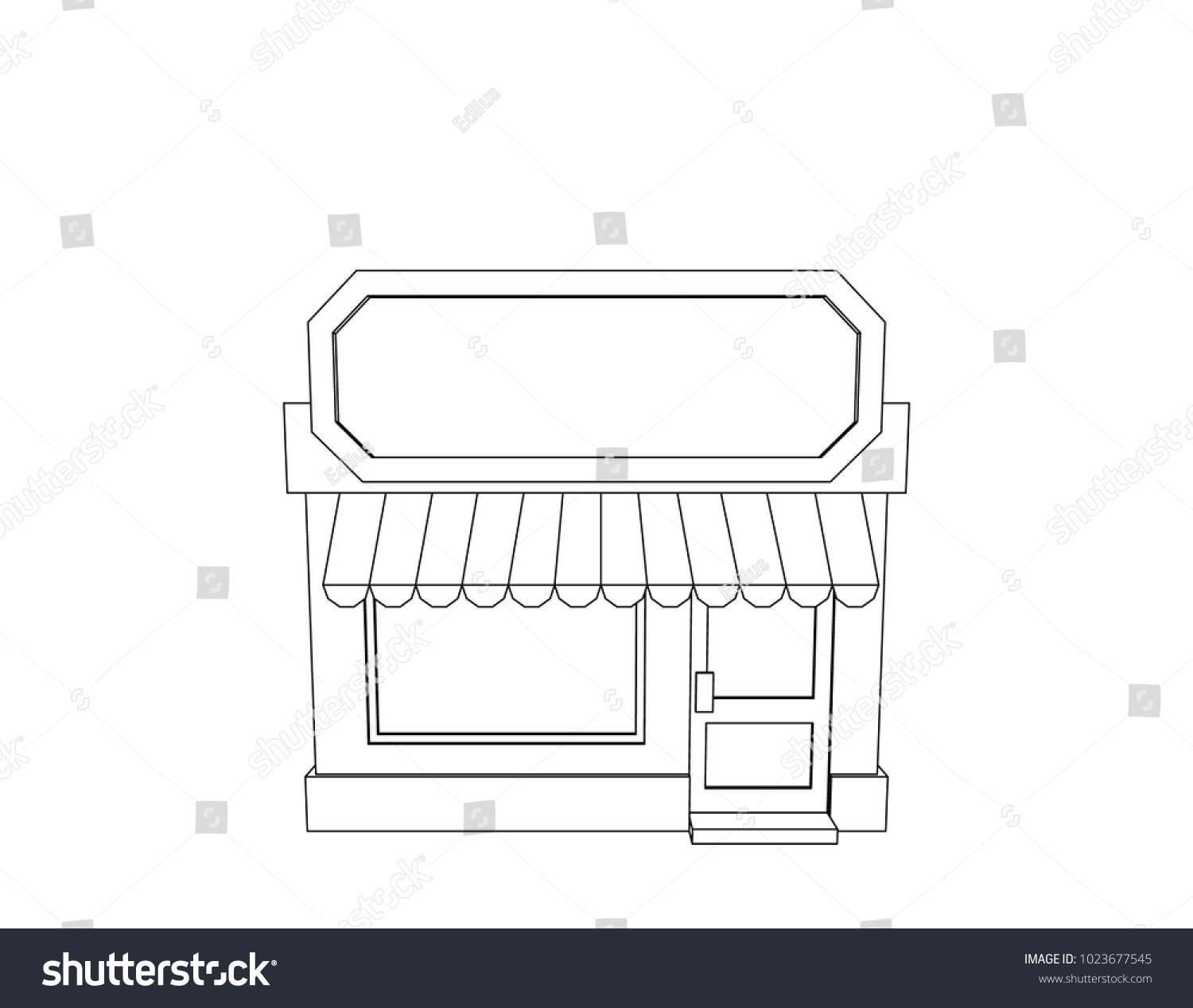 Store Building Vector Outline Illustration Front Stock Vector (Royalty ...