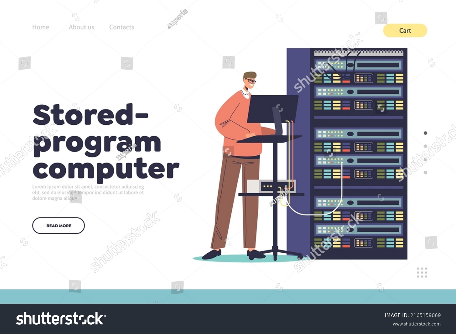 Stored Program Computer Young Male Sysadmin Stock Vector (Royalty Free ...