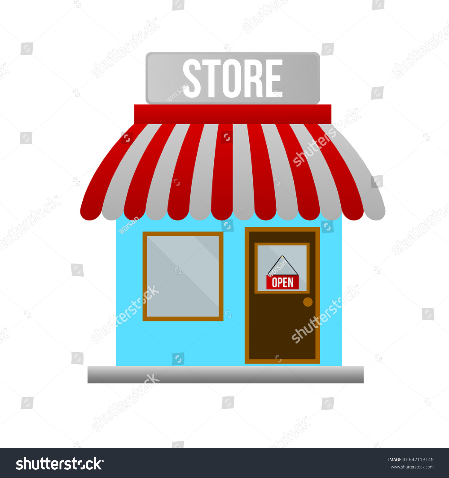 Storefront On Isolated White Background Illustration Stock Vector ...