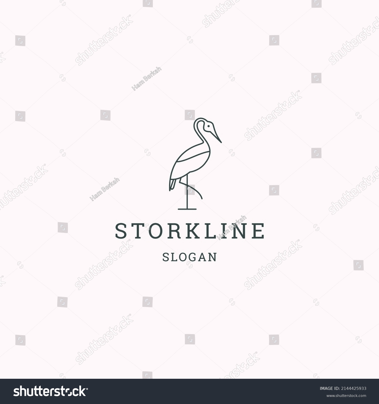 Stork Logo Icon Flat Design Template Stock Vector (Royalty Free ...