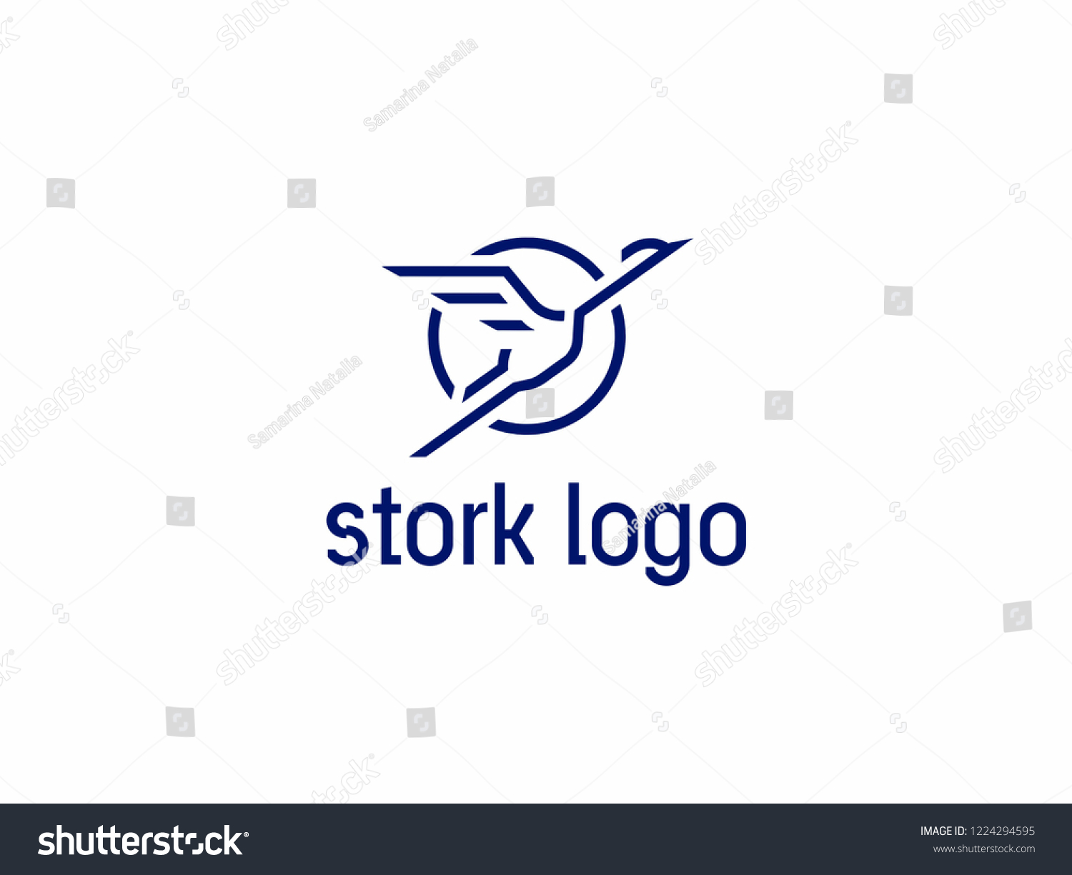 Stork Logo Line Stock Vector (Royalty Free) 1224294595